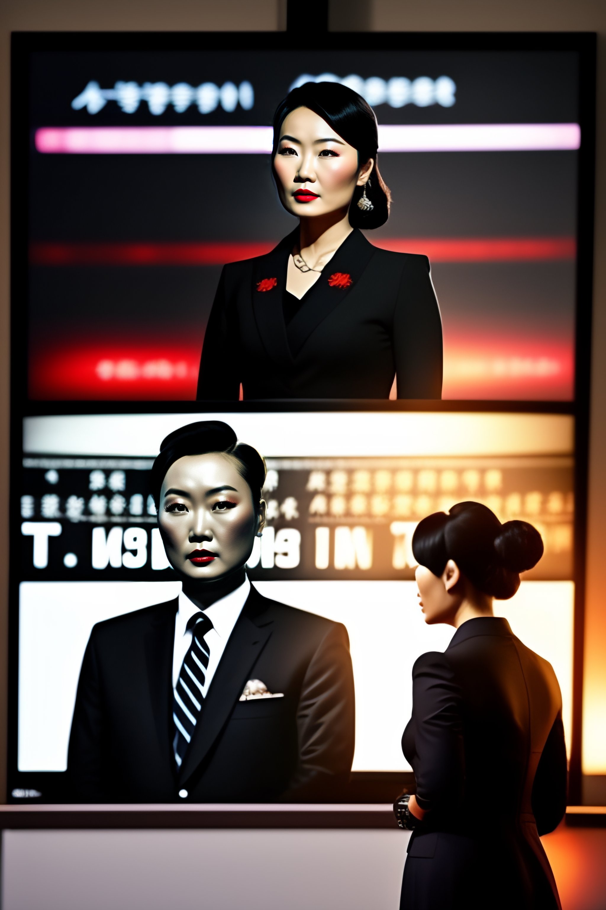 Lexica - Chinese woman who is a tv presenter, giving the evening news ...