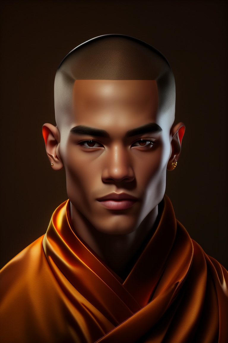 Lexica - A monk portrait, fornt face, looking, blck background, realestic