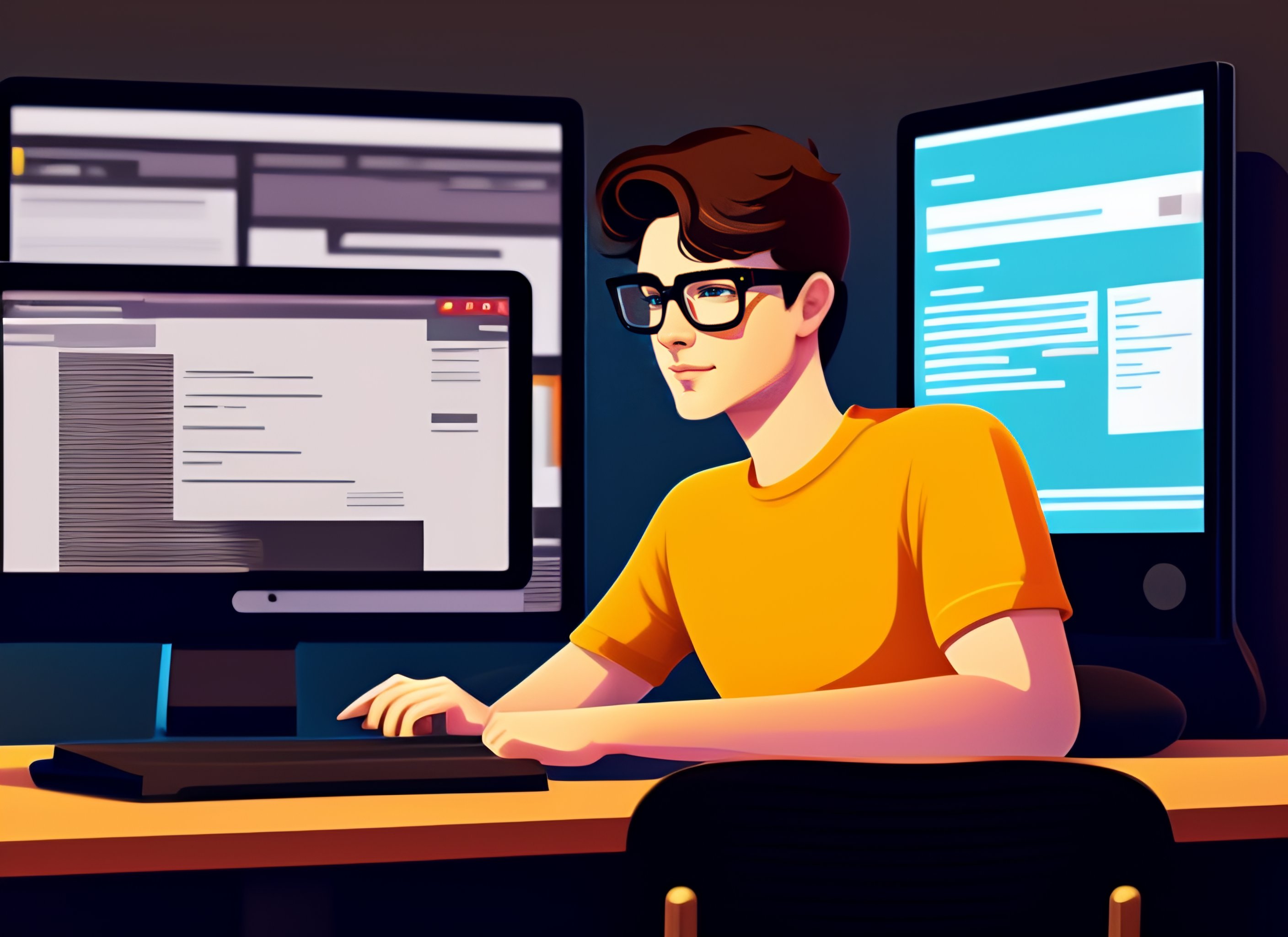 Lexica - A web developer with brown hair down to his shoulders and ...