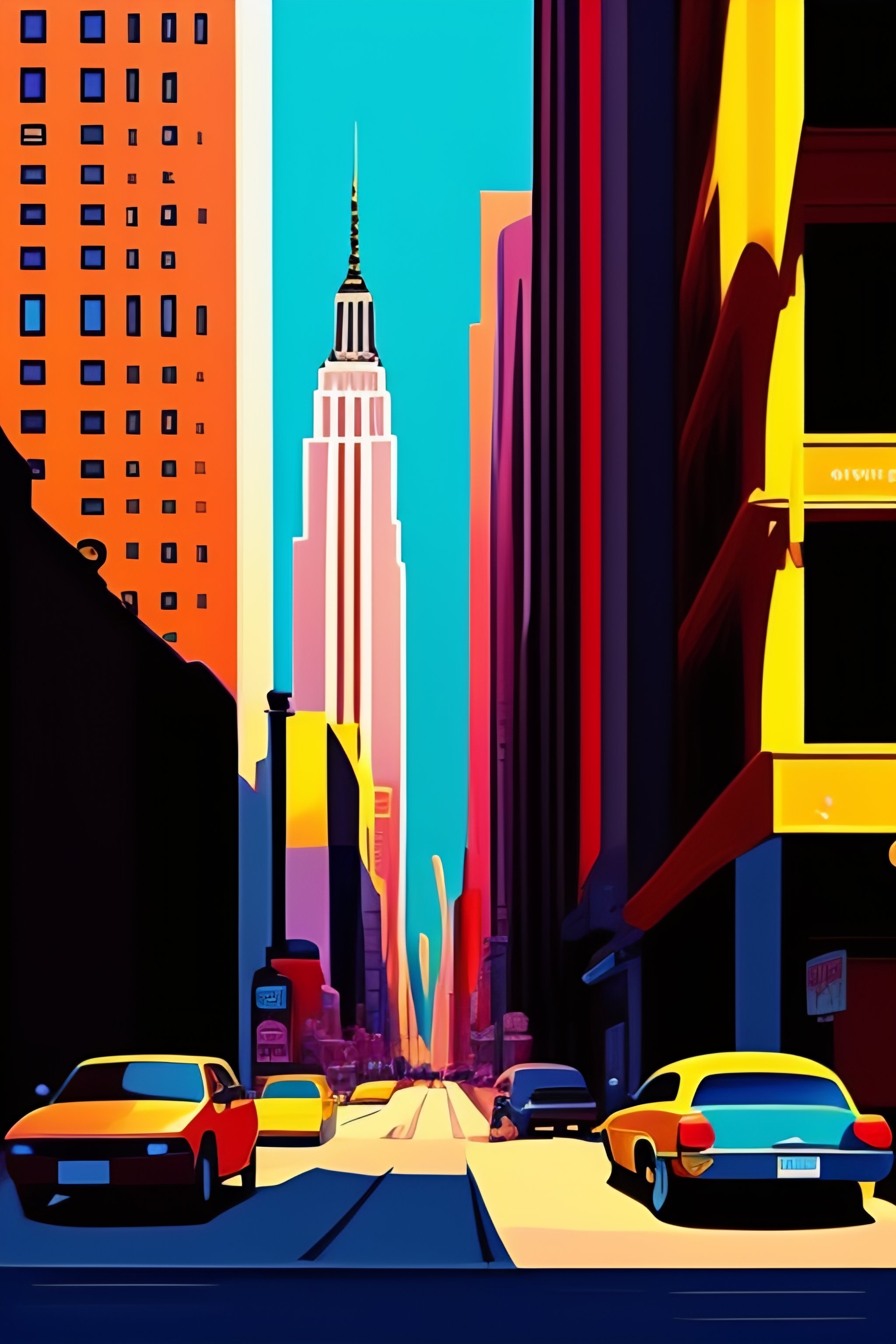 Lexica - Cartoon new york street with modern vibrant colours