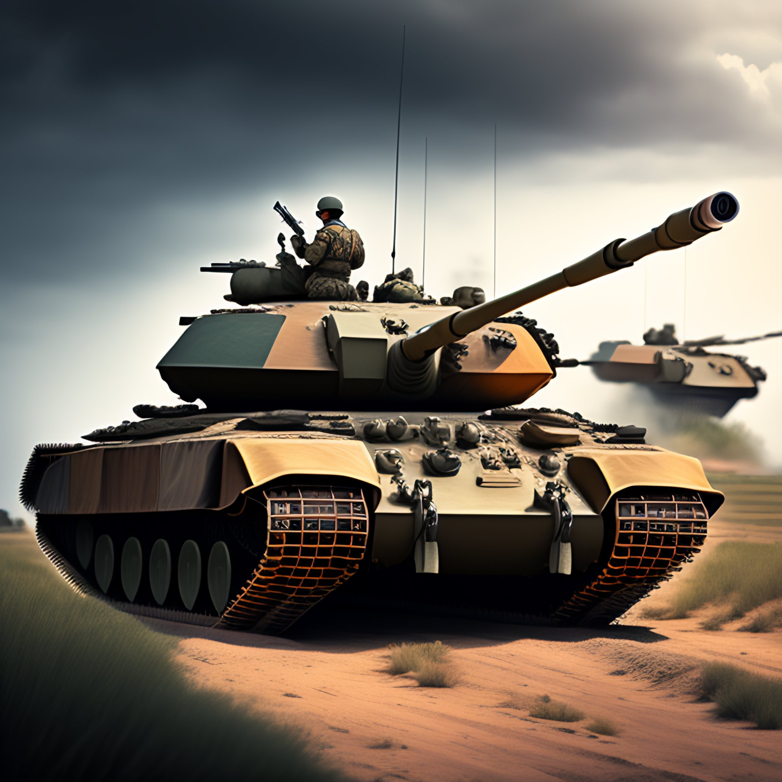 Lexica - One soldier facing enemy tanks