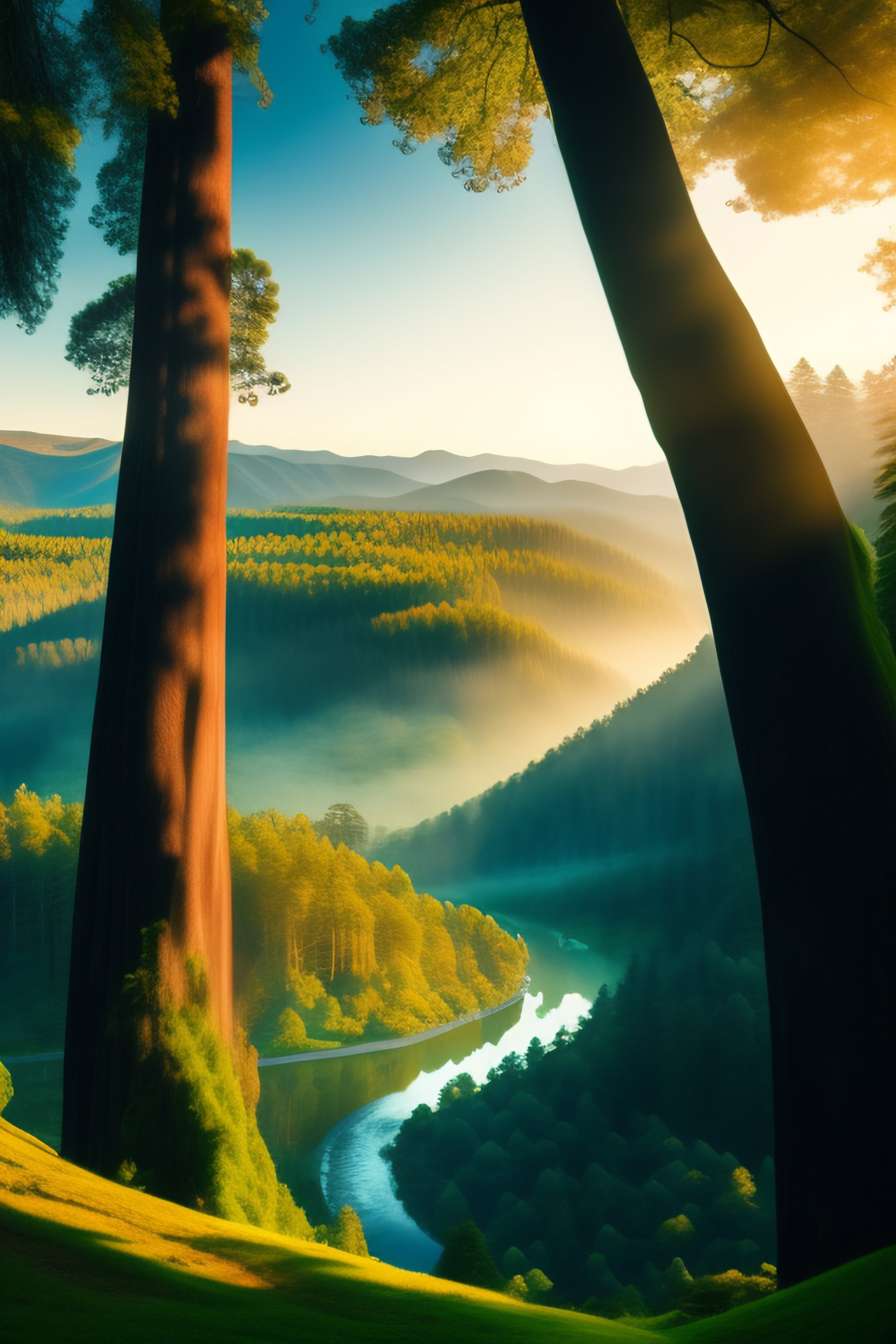 Lexica - A photo of valley of trees