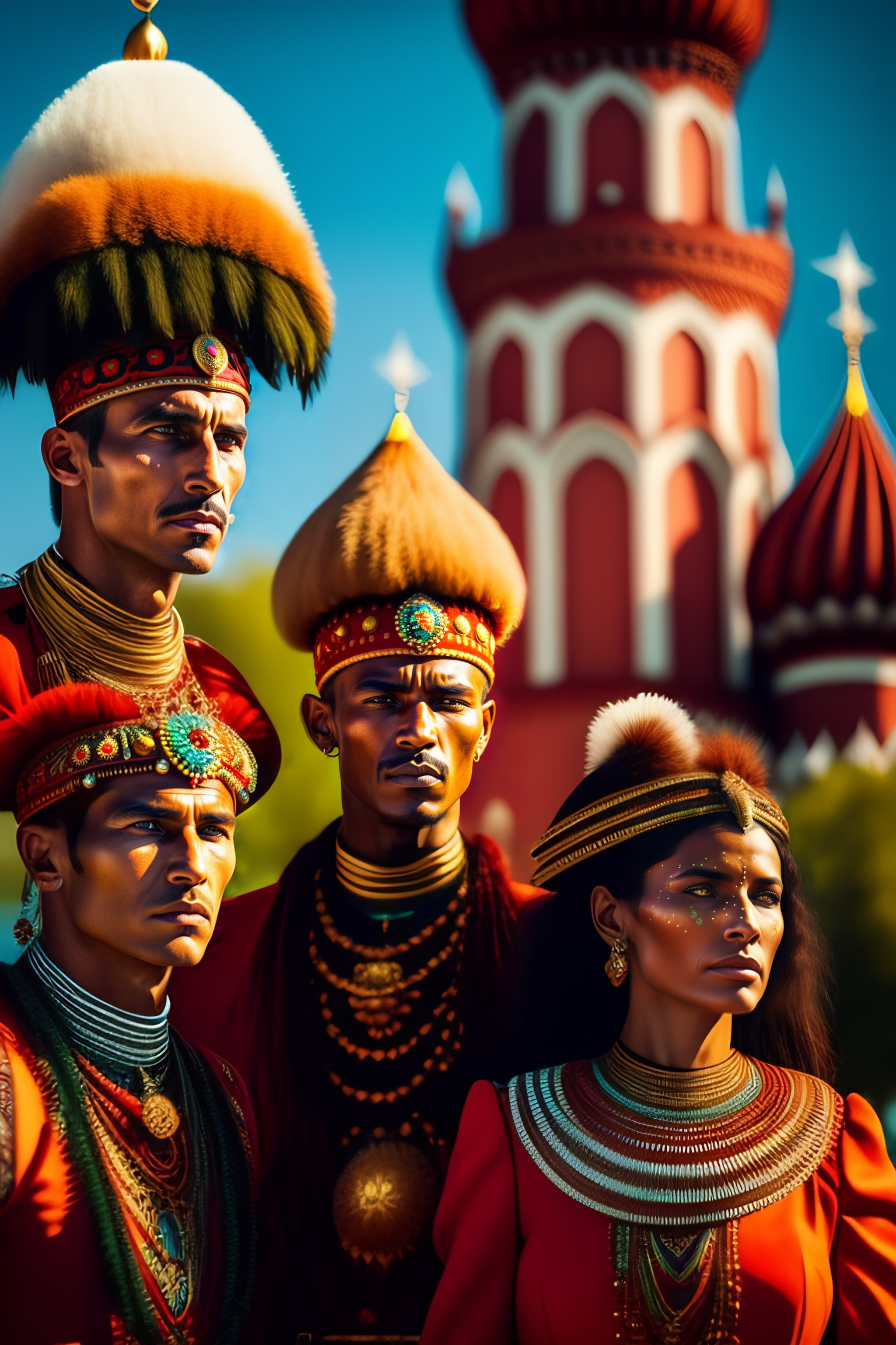 Lexica - Watusi tribe in Rússia,Kremlin ,summer,detailed,8k,surreal