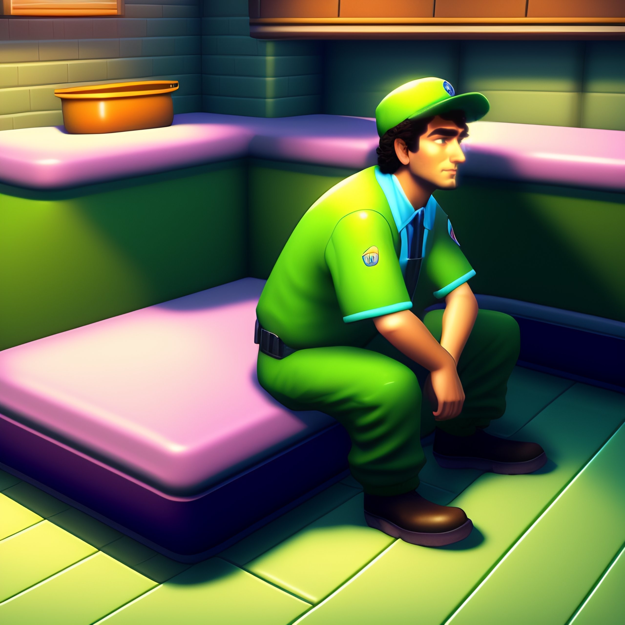 Lexica - Sleeping janitor - in janitor closet - 1970 era - Subnautica ...