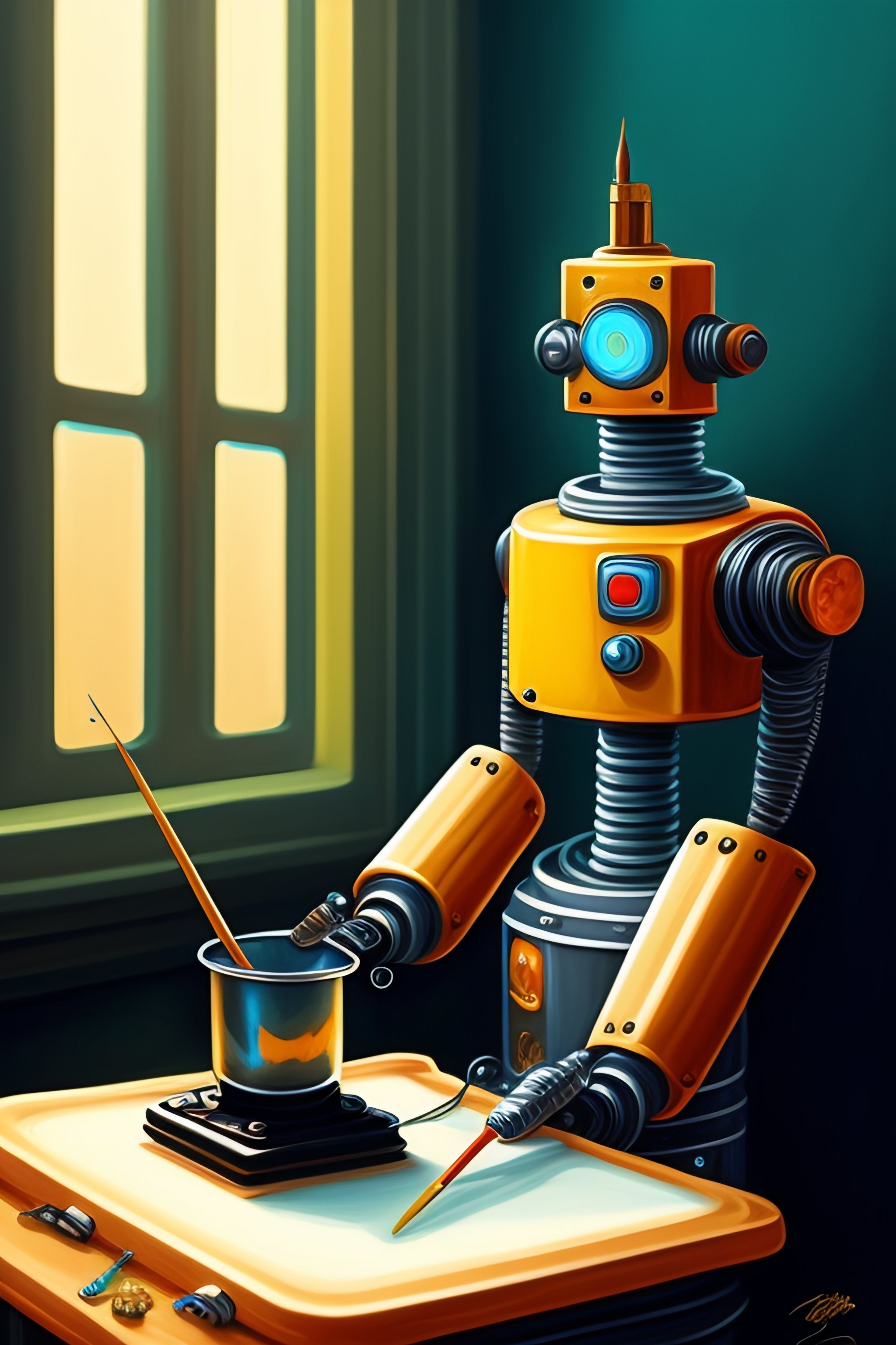Lexica - An illustration of bender, robot from futurama as an artist ...