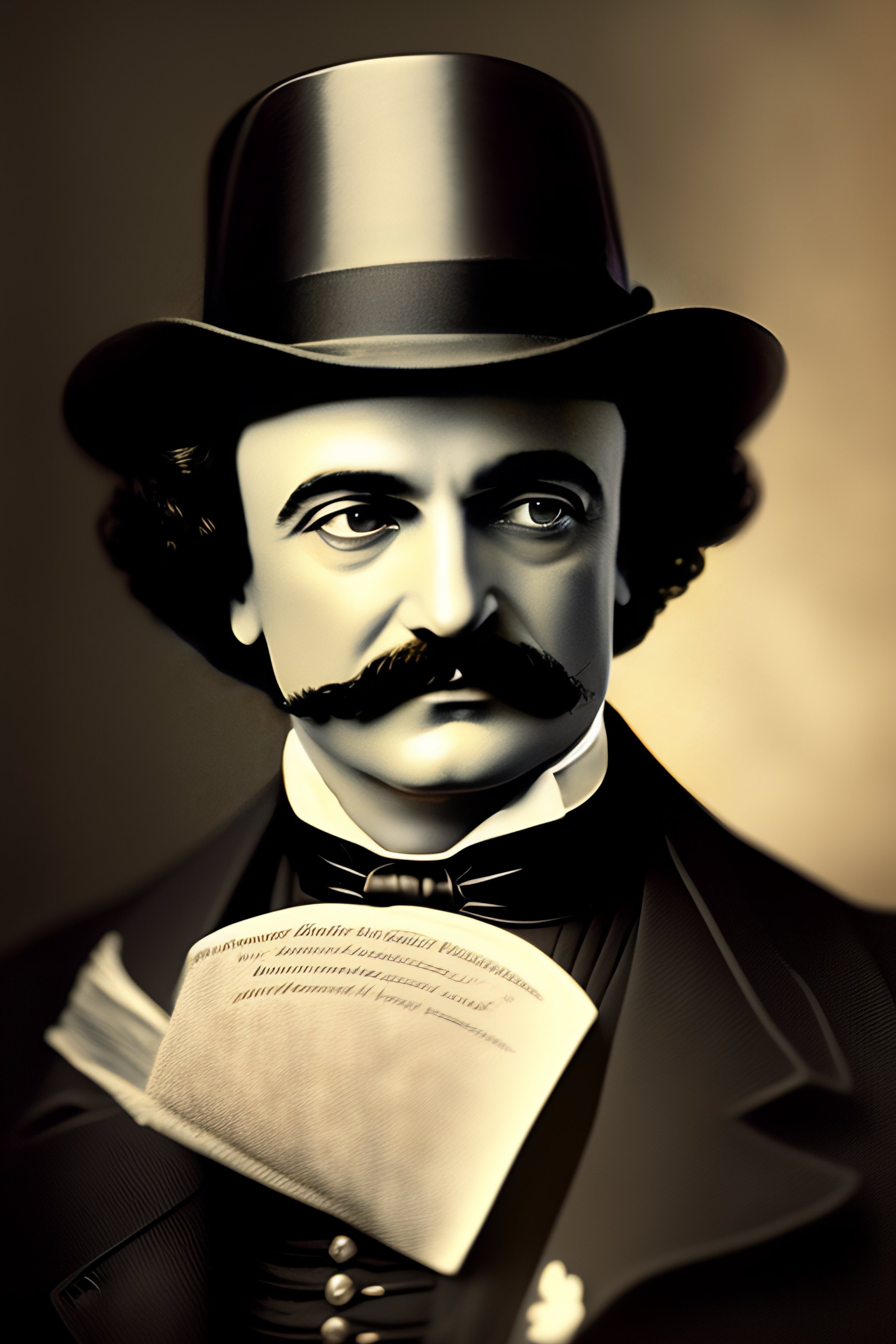 Lexica - Depict Edgar Allan Poe with a happy face in the 21st century