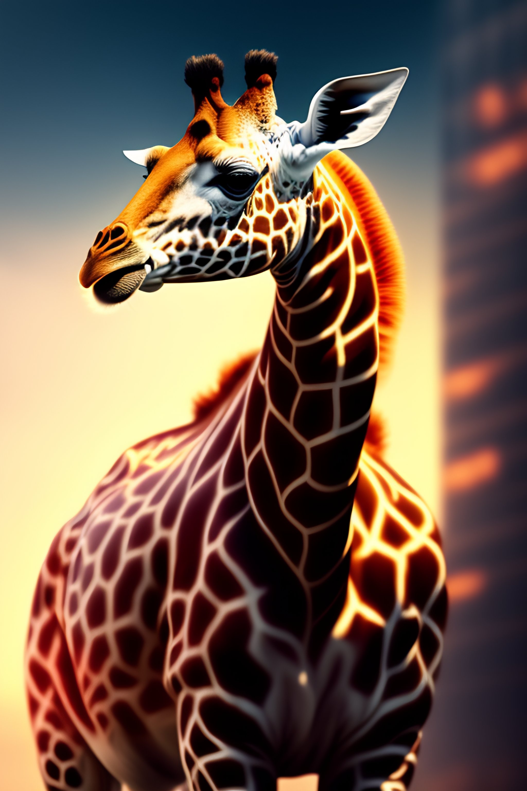 Lexica - Giraffe with wings, cyberpunk full shot