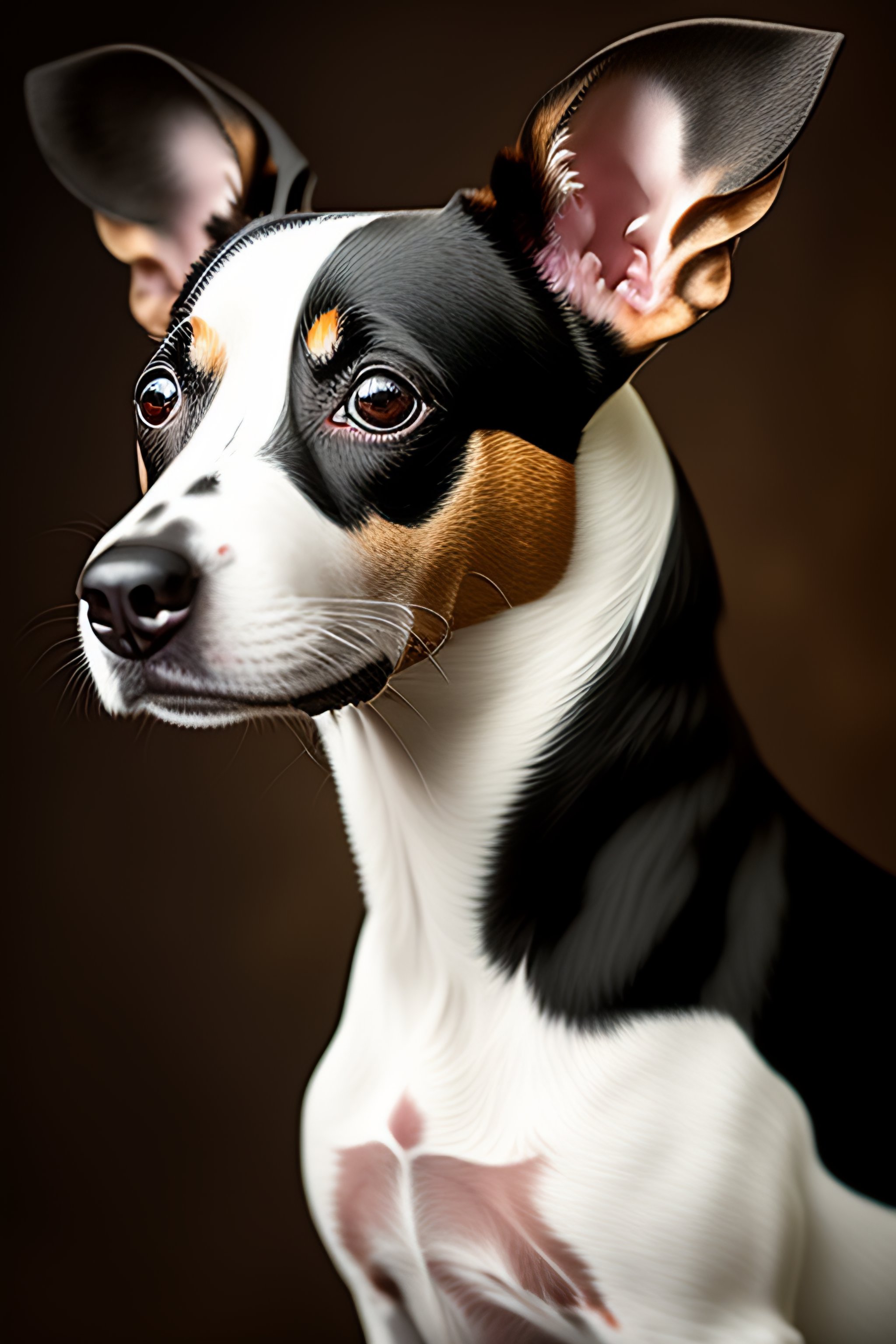Lexica - Black faced rat terrier with one small brown dot above each ...