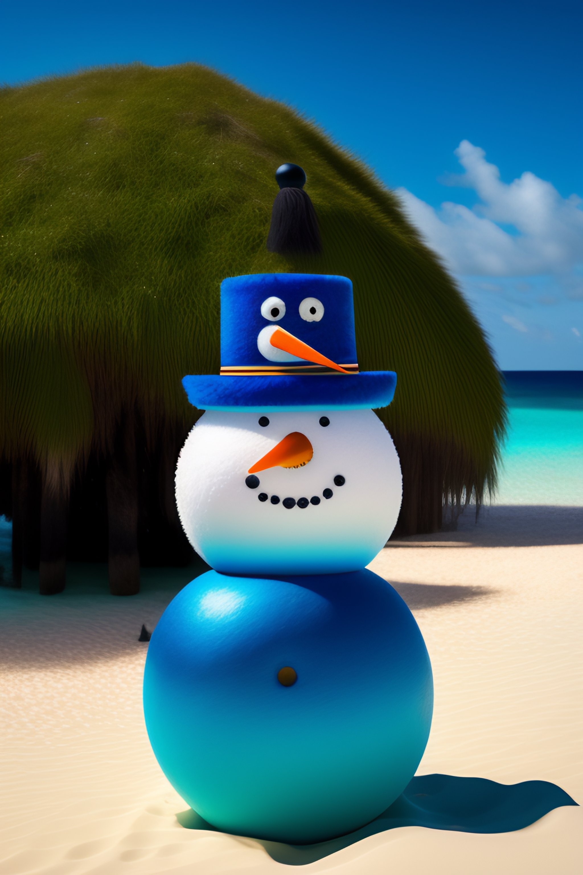 Lexica - Snowman lost in a cribean island, picaso stile