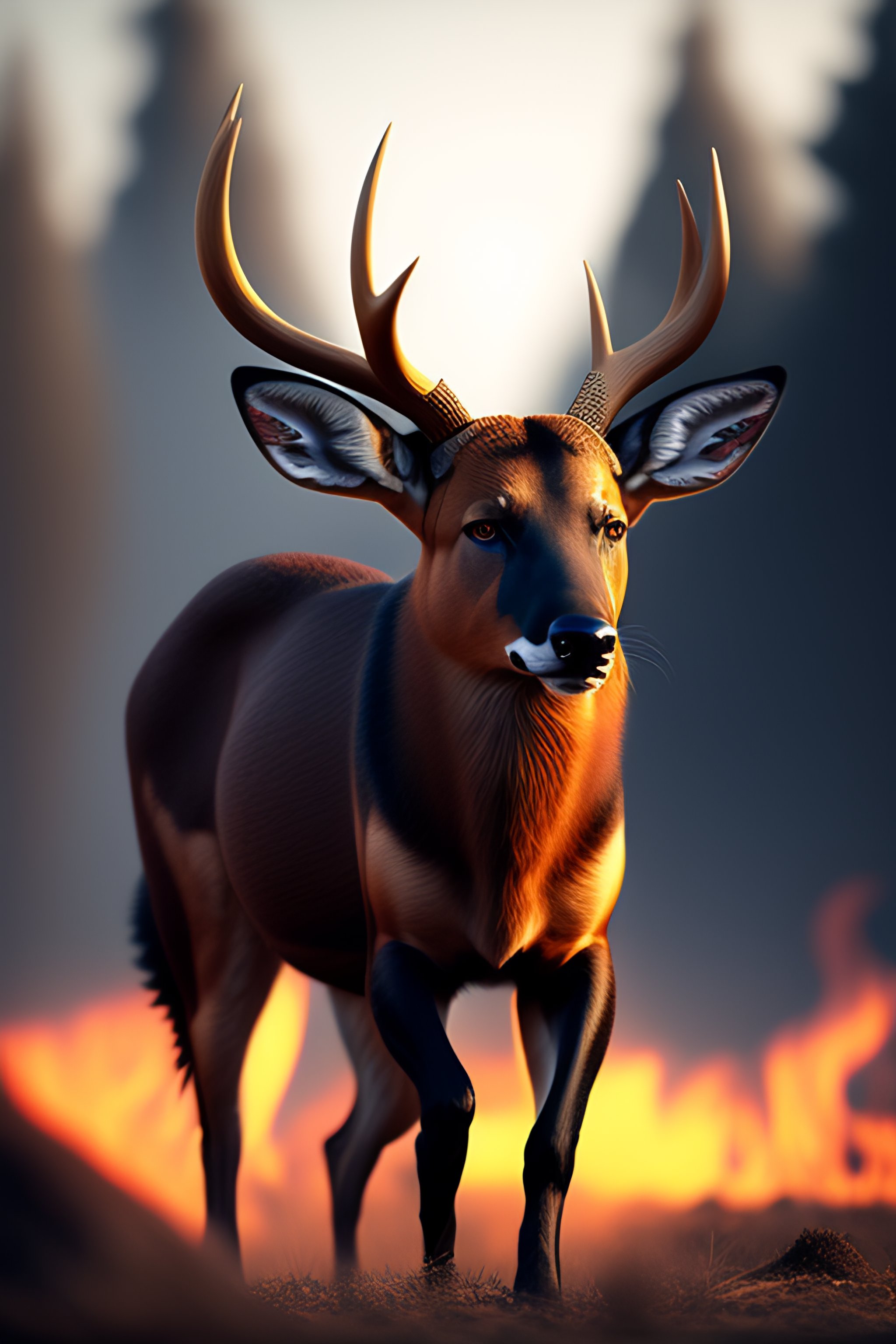 Lexica - Teufel hunden imagined with deer antler flames, dramaric ...