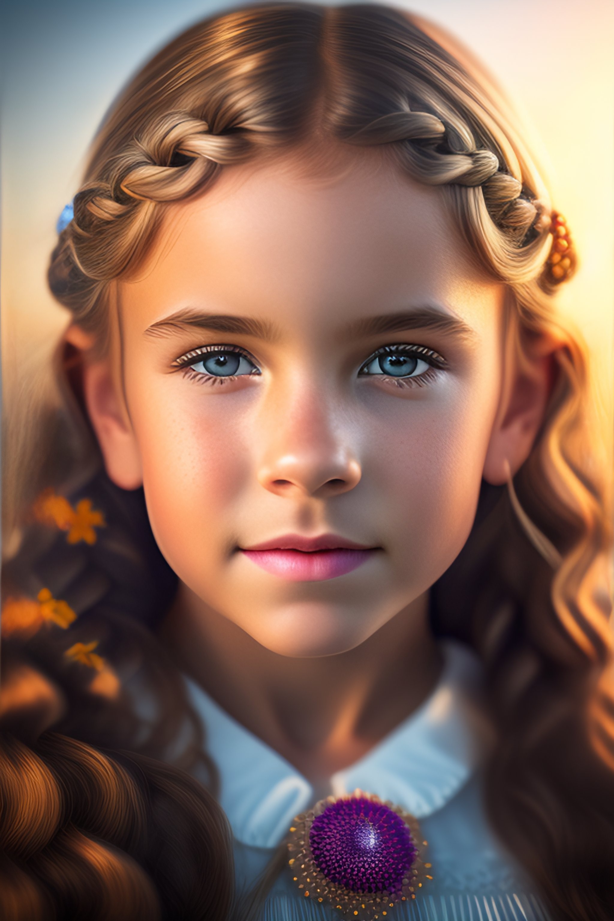 Lexica - Photo realistic closeup portrait of sweet little girl, braided ...