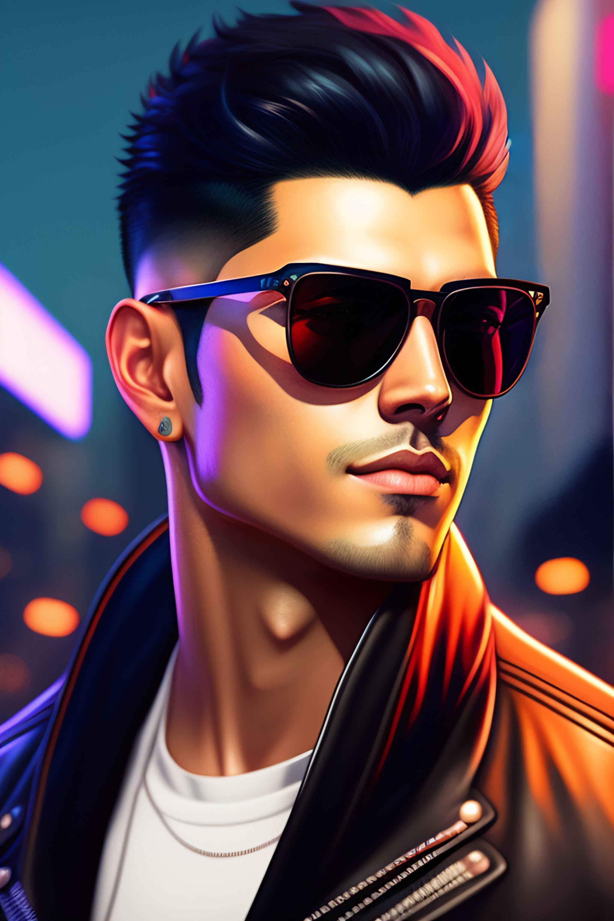 Lexica - Full face portrait of a beautiful Man with short black hair ...