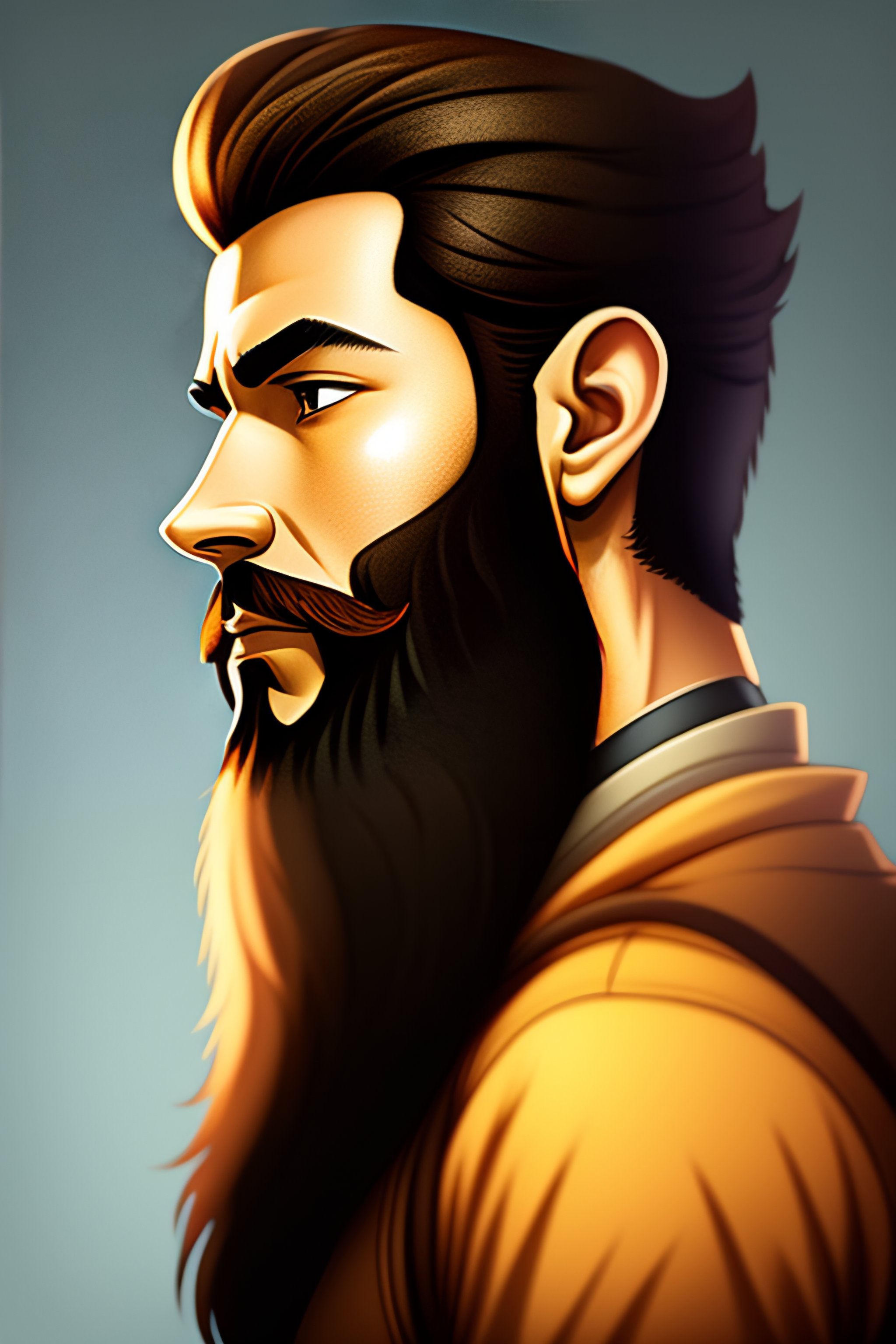 Lexica - Headshot of a man with long beard,cel shading, realistic ...