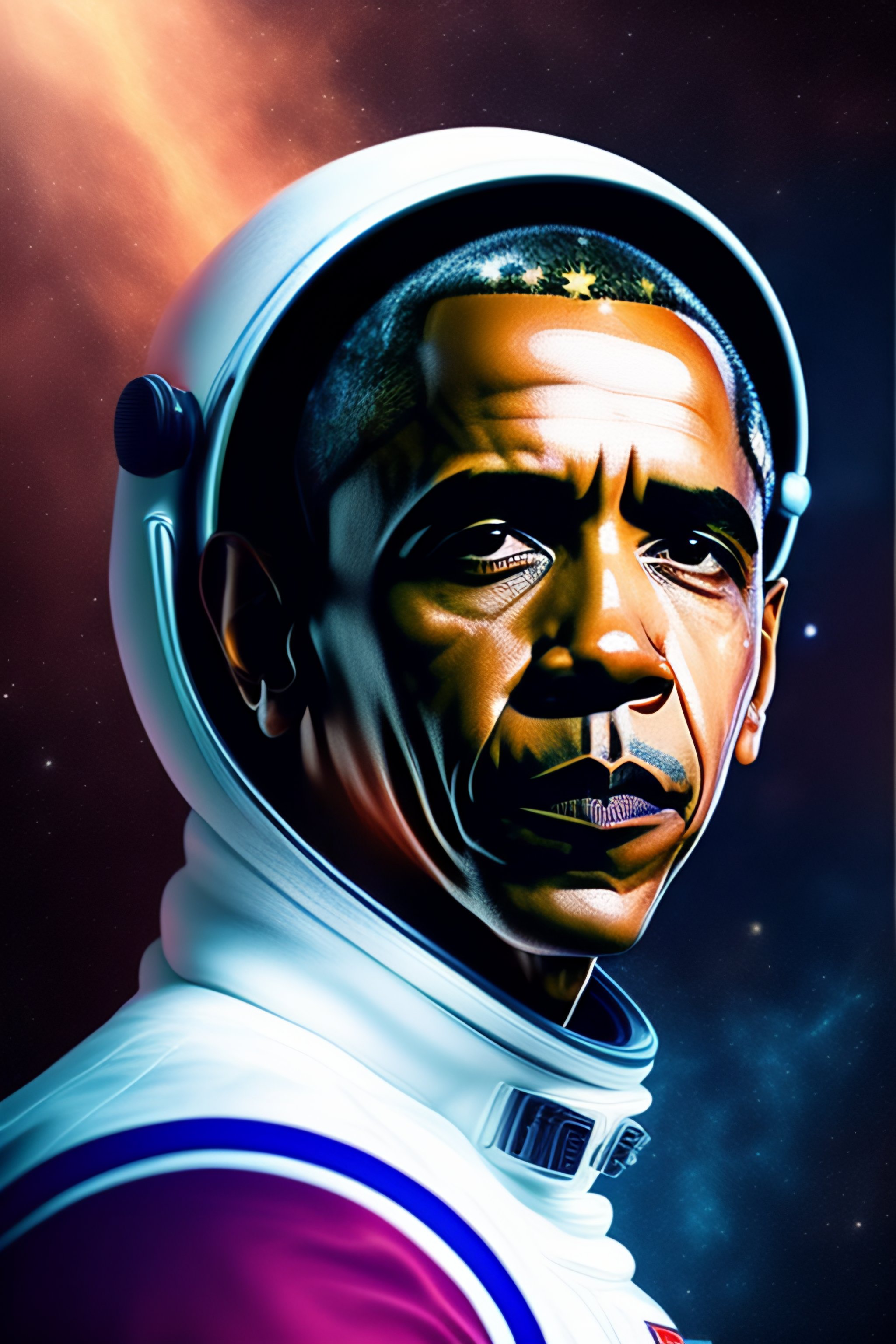Lexica - Barack obama in space, cartoon, hyper realistic face, 8k,