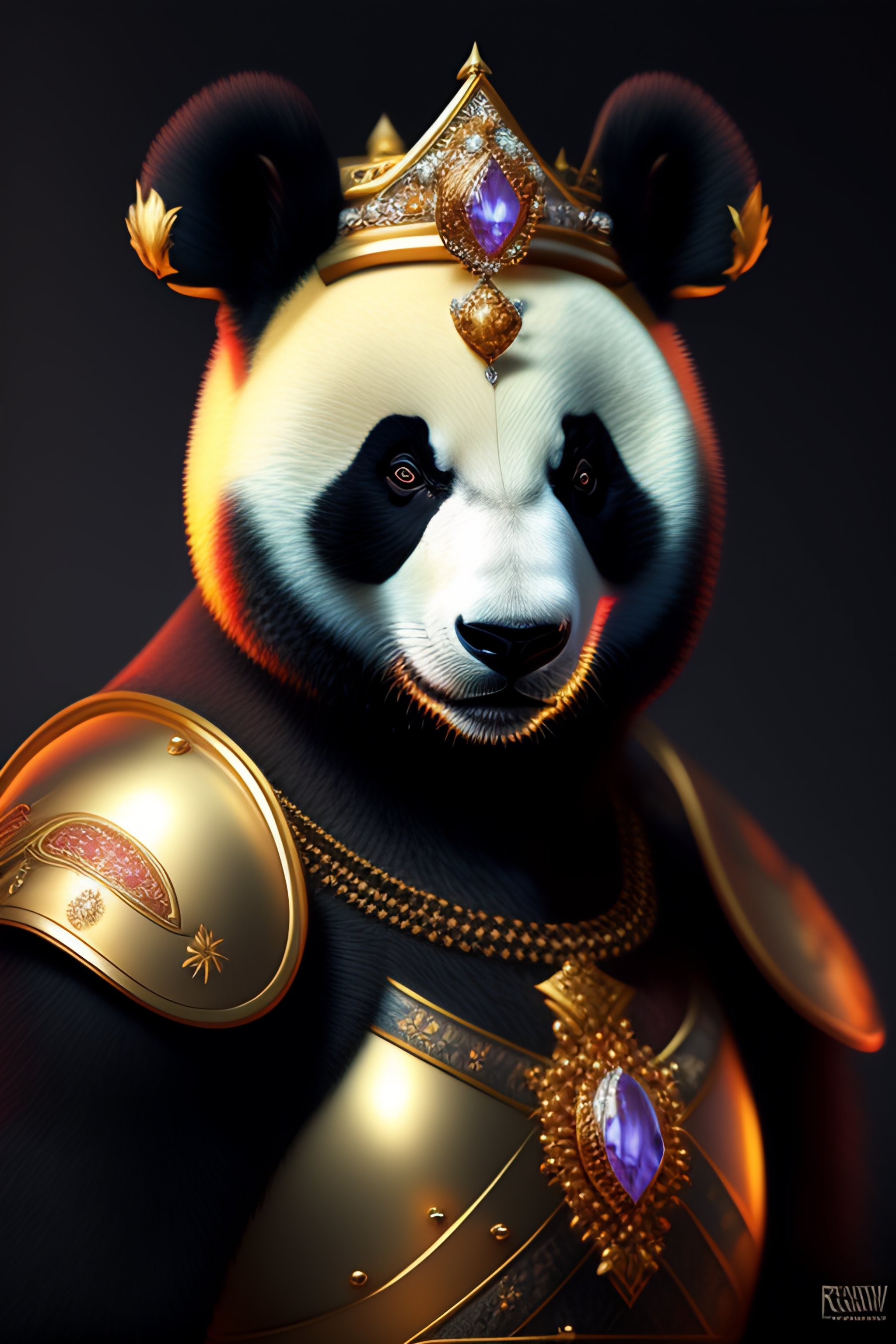 Lexica - Baby panda bear with crown, royal armour and royal jewlery ...