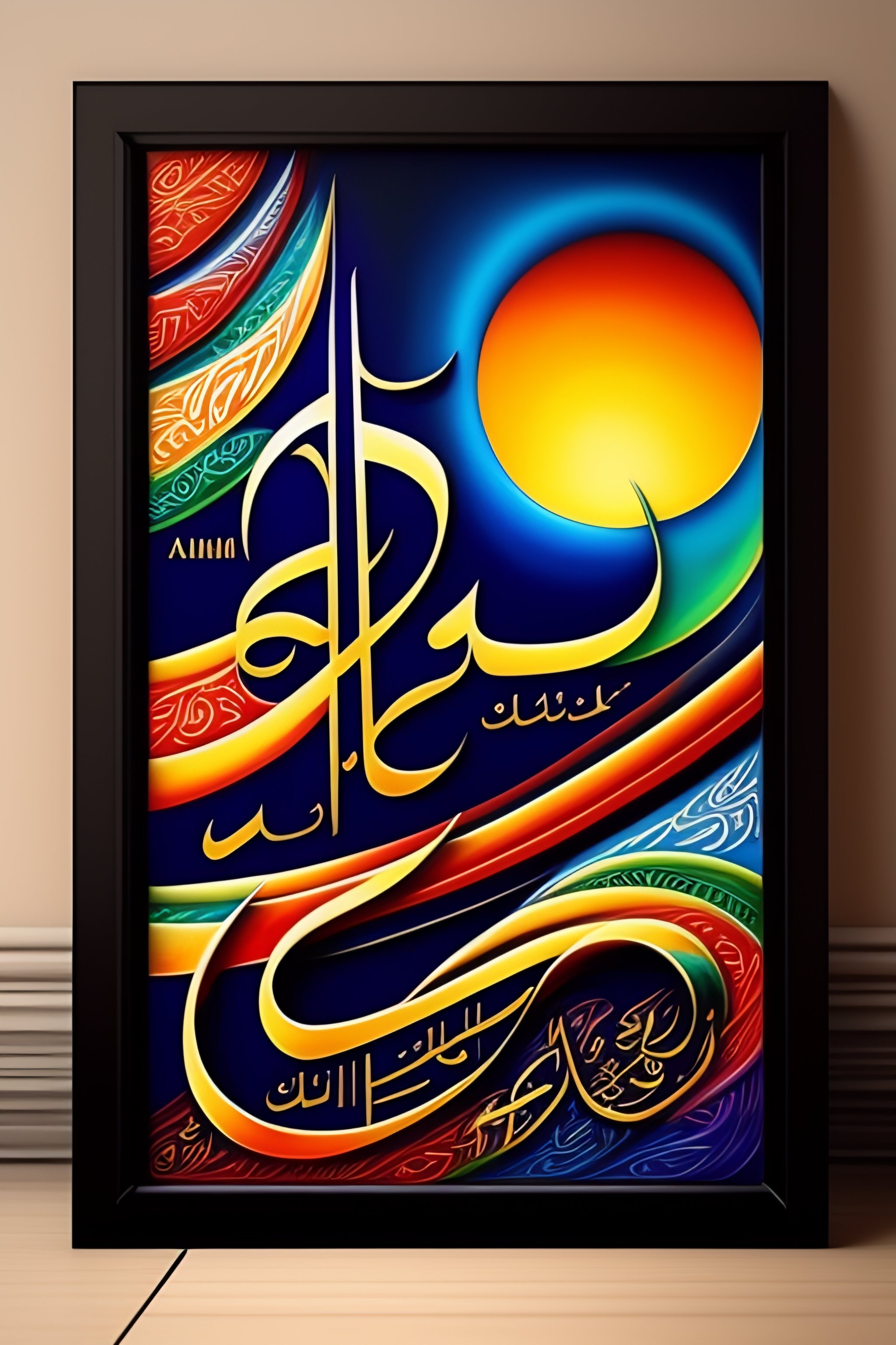 Lexica - Create an acrylic painting of Allah Muhammad caligraphy ...