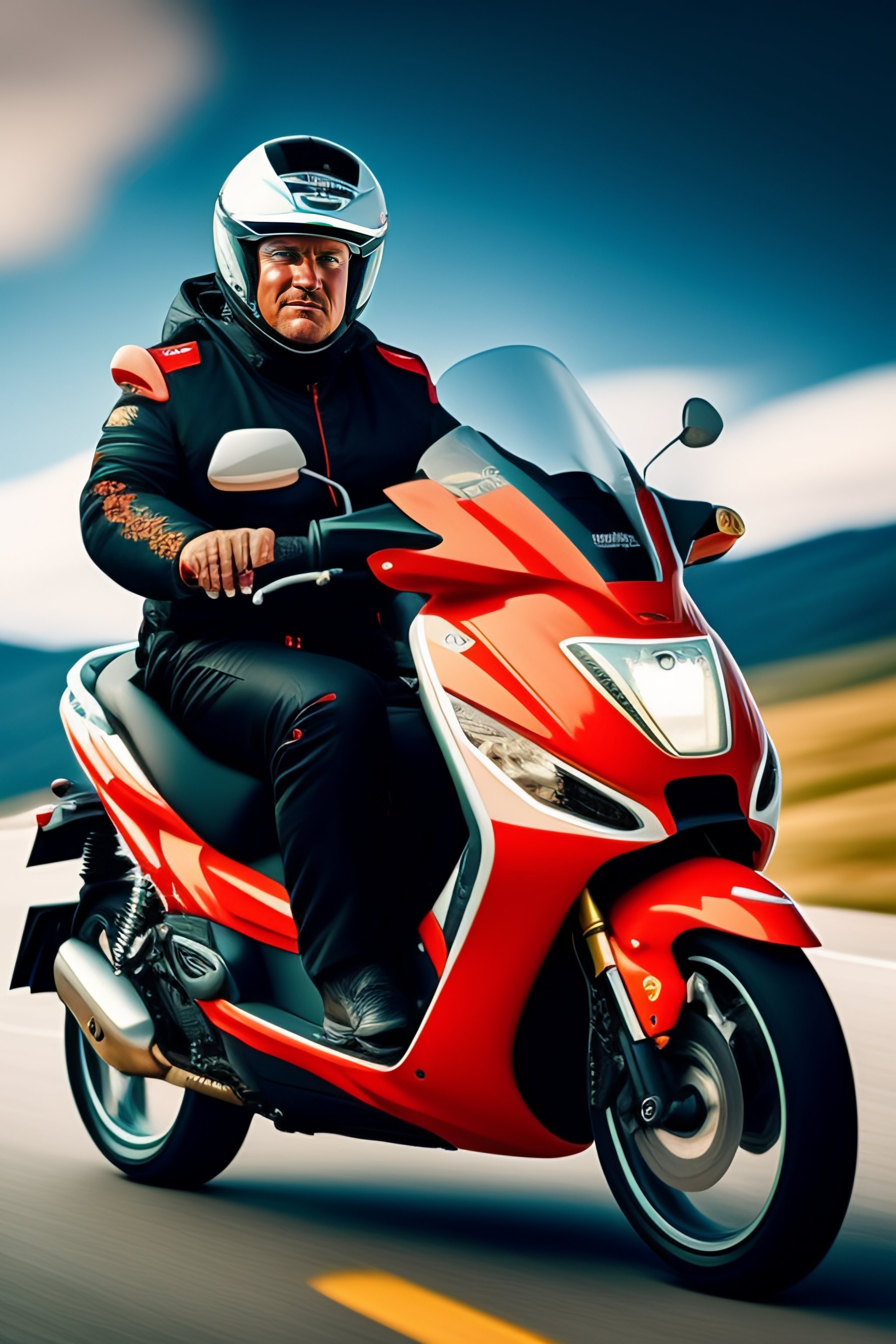 Lexica - Pope of rome riding a tmax with an agv helmet