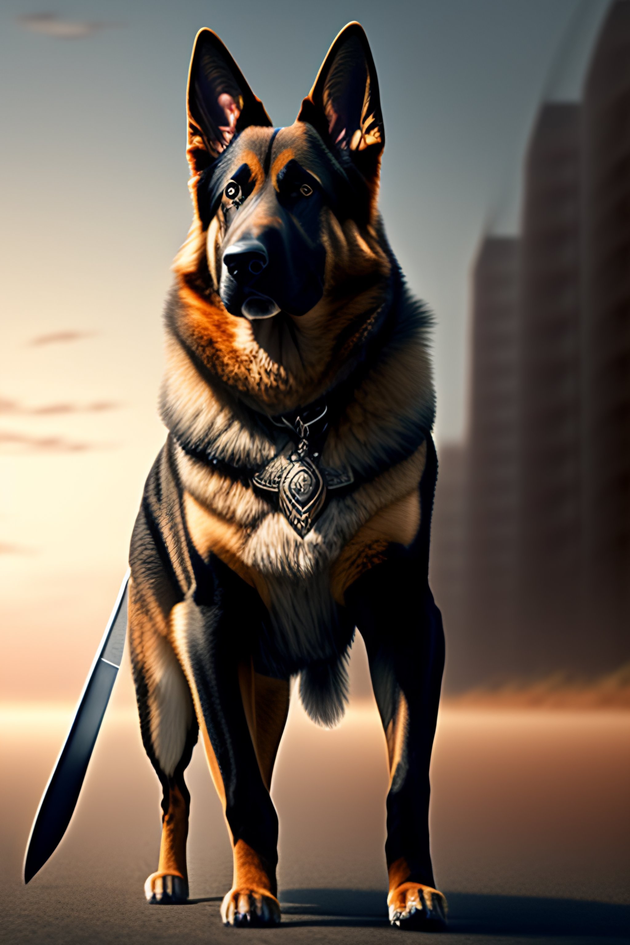 Lexica - A German Shepherd that is that stands on two legs wearing full ...