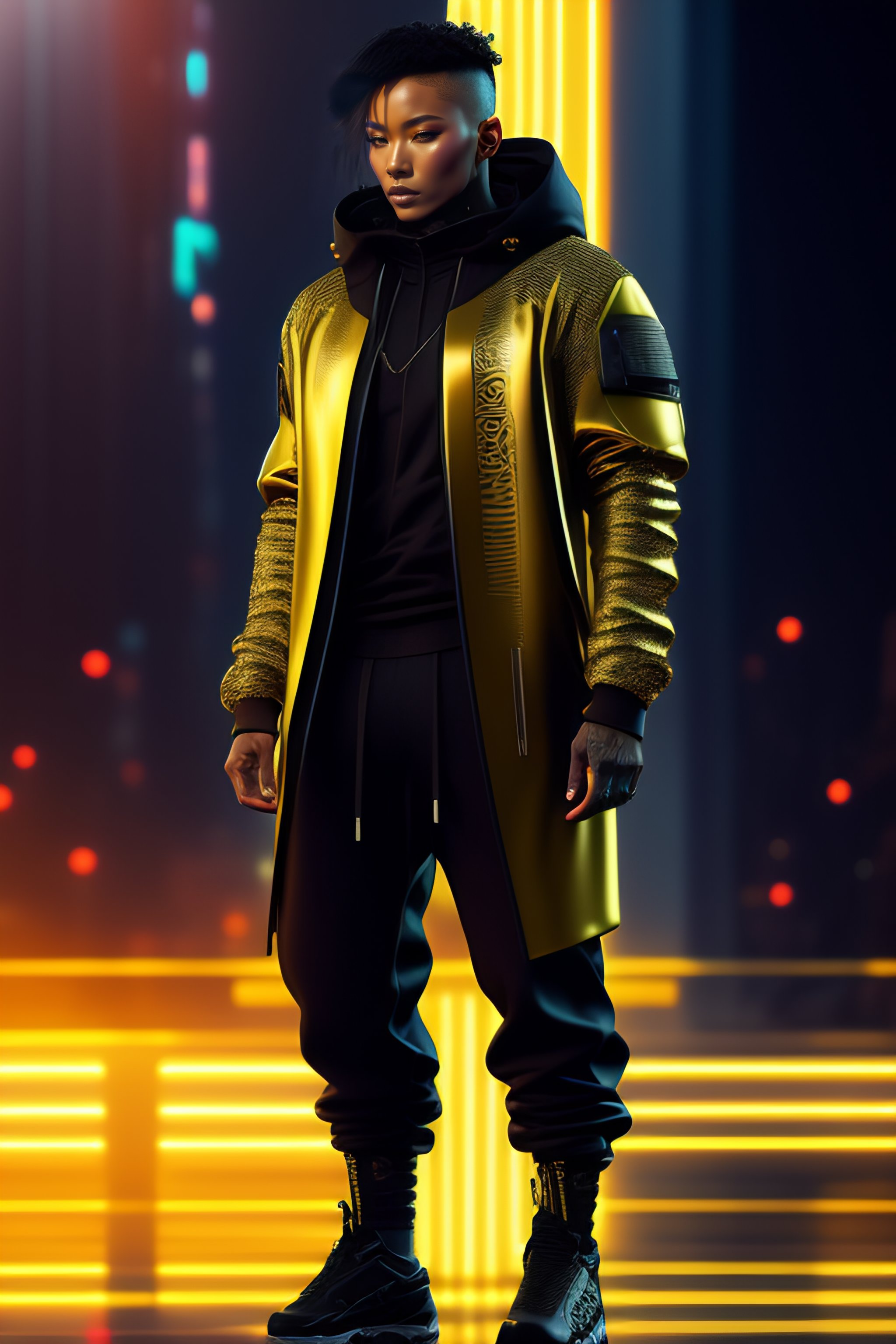 Lexica - Cyberpunk techwear streetwear look and clothes, we can see ...