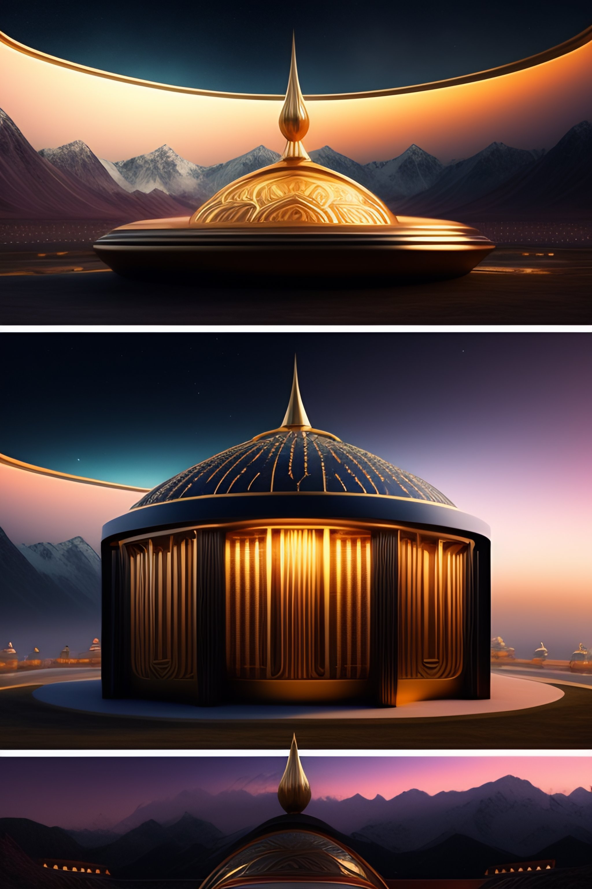 Lexica - Create an image of a futuristic synagogue with a beautiful ...