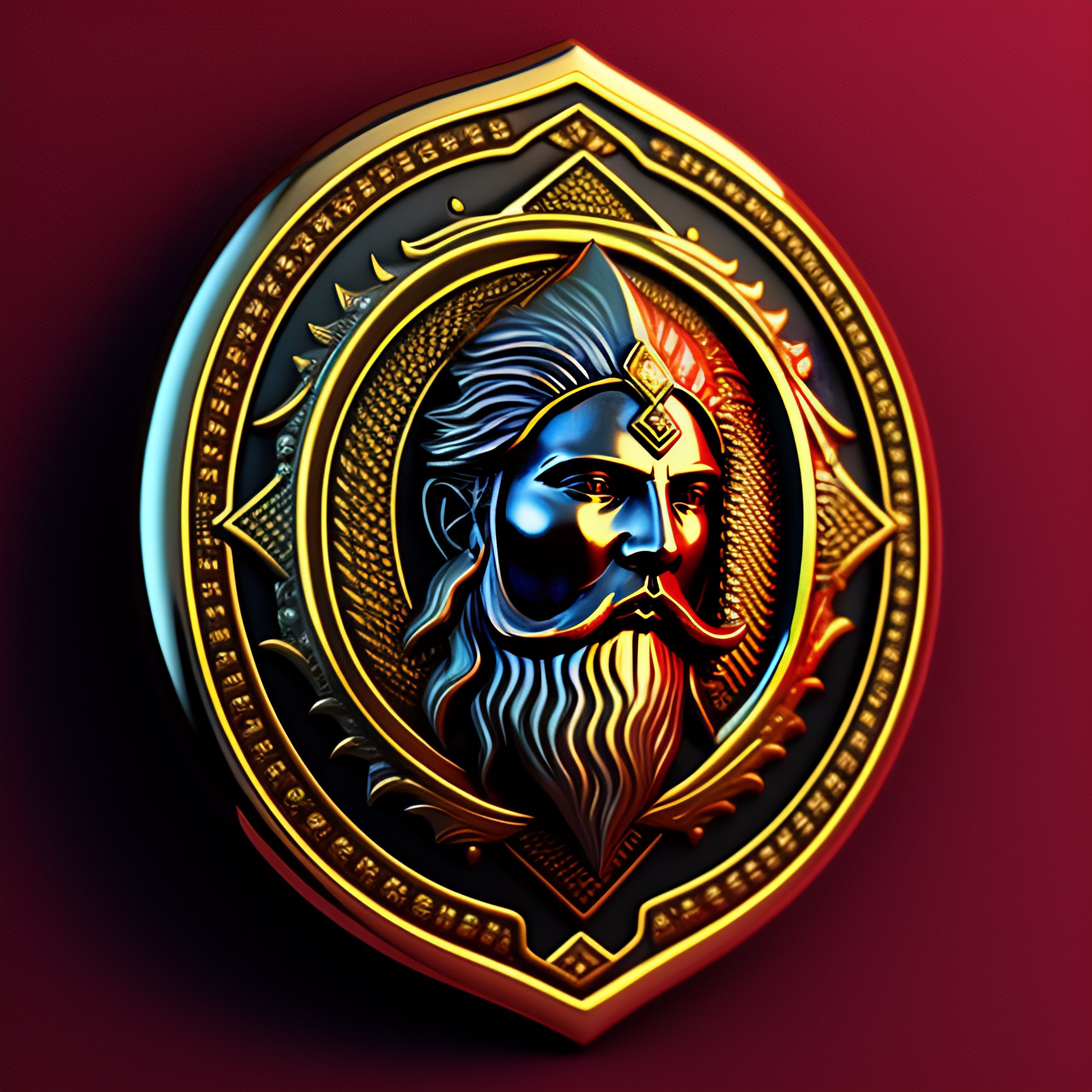 Lexica - Warlord ornate badge made with silver red gold leather and ...