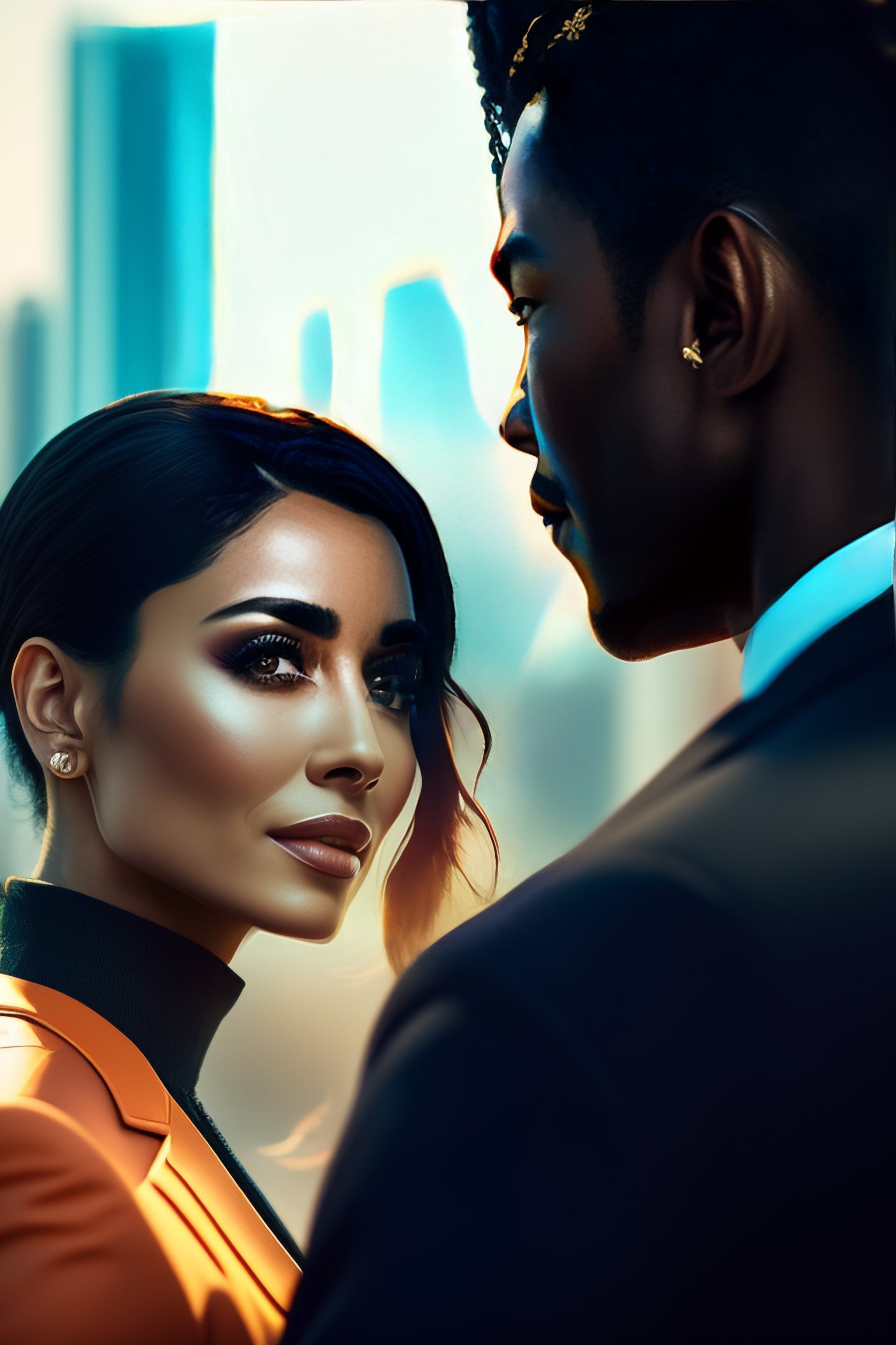 Lexica - Close up, two very different people, one cyberpunk, one ...