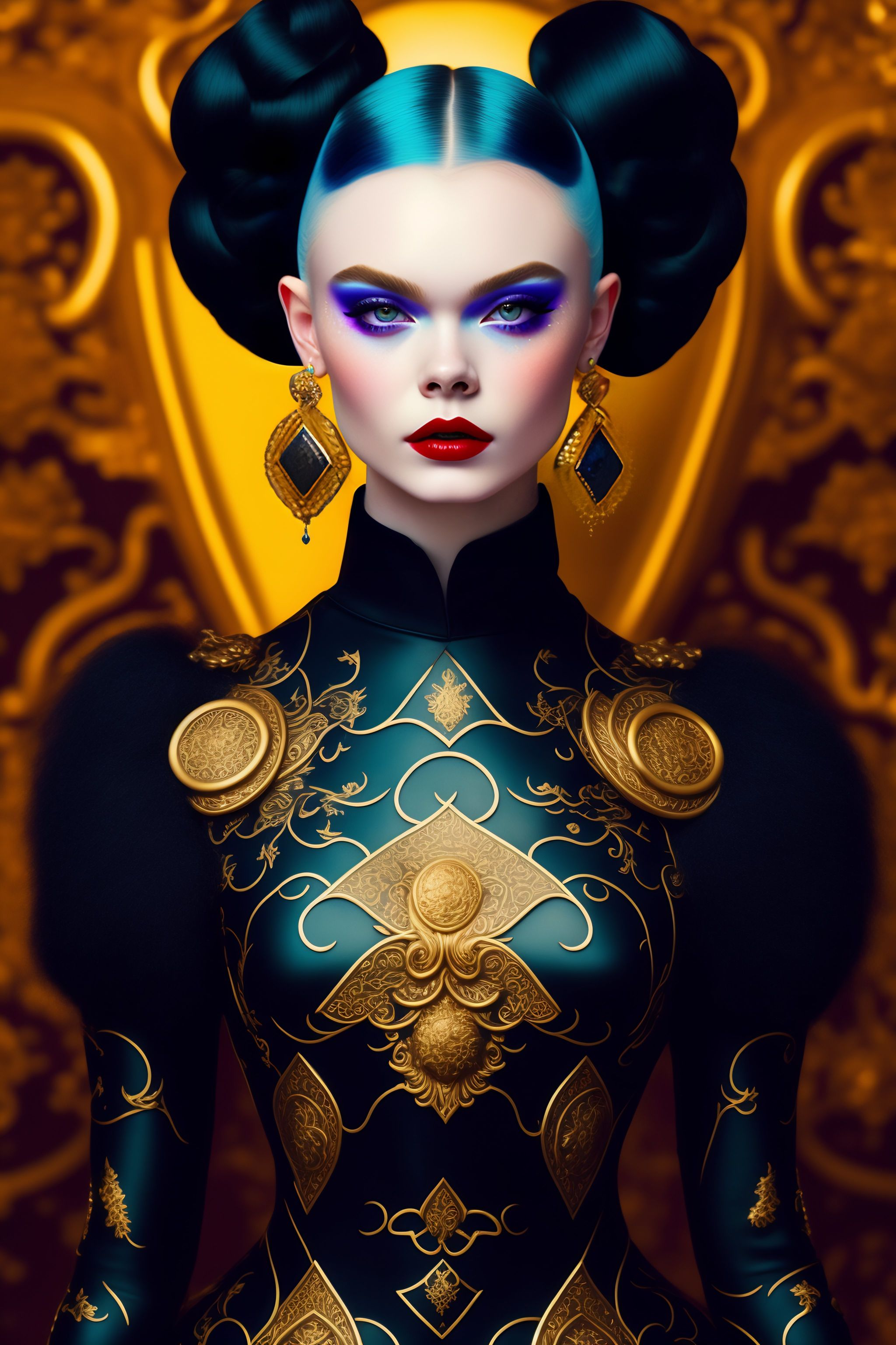 Lexica - Cute Goth girl Elle Fanning, heavily tattooed with interlocked ...