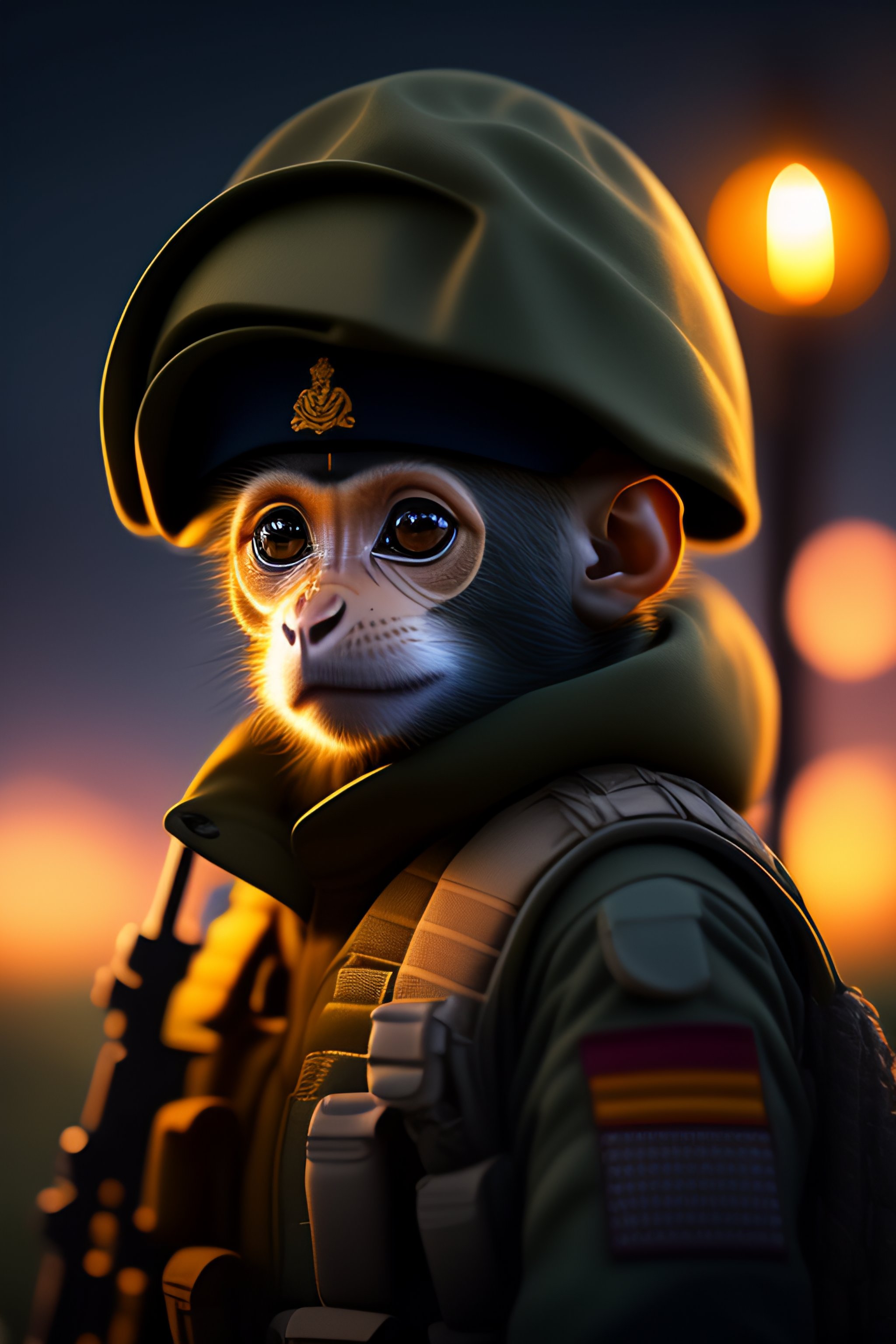 Lexica - A little spyder monkey at the frontlines in the spain army at ...