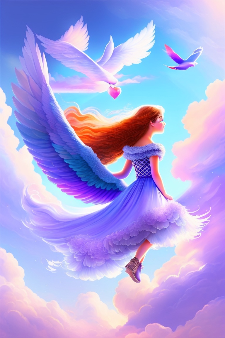 Lexica - A girl flying in the sky magicl fantasy, swan wings beautful ...