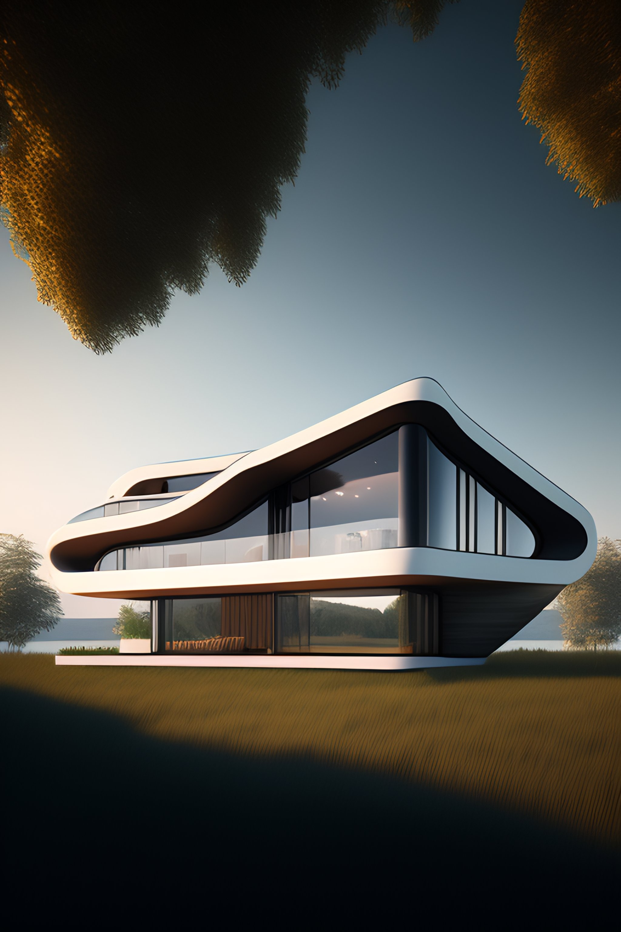 Lexica - Organic house next to the lake, zaha hadid, render, 8k ...