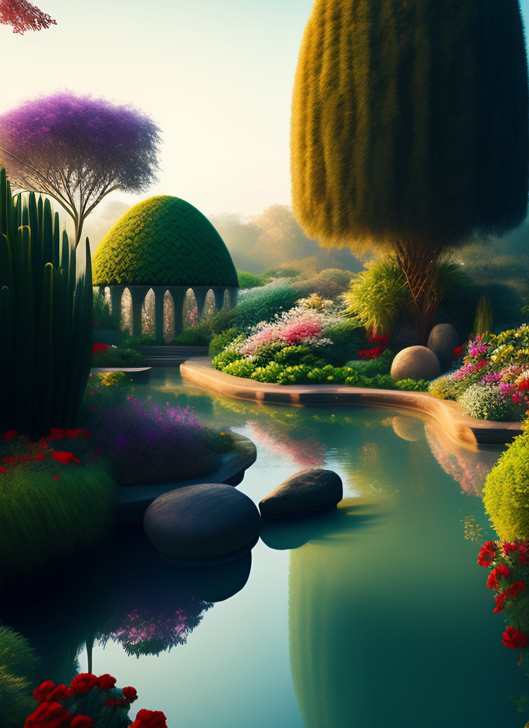 Lexica - Real photograph of dream garden. animals