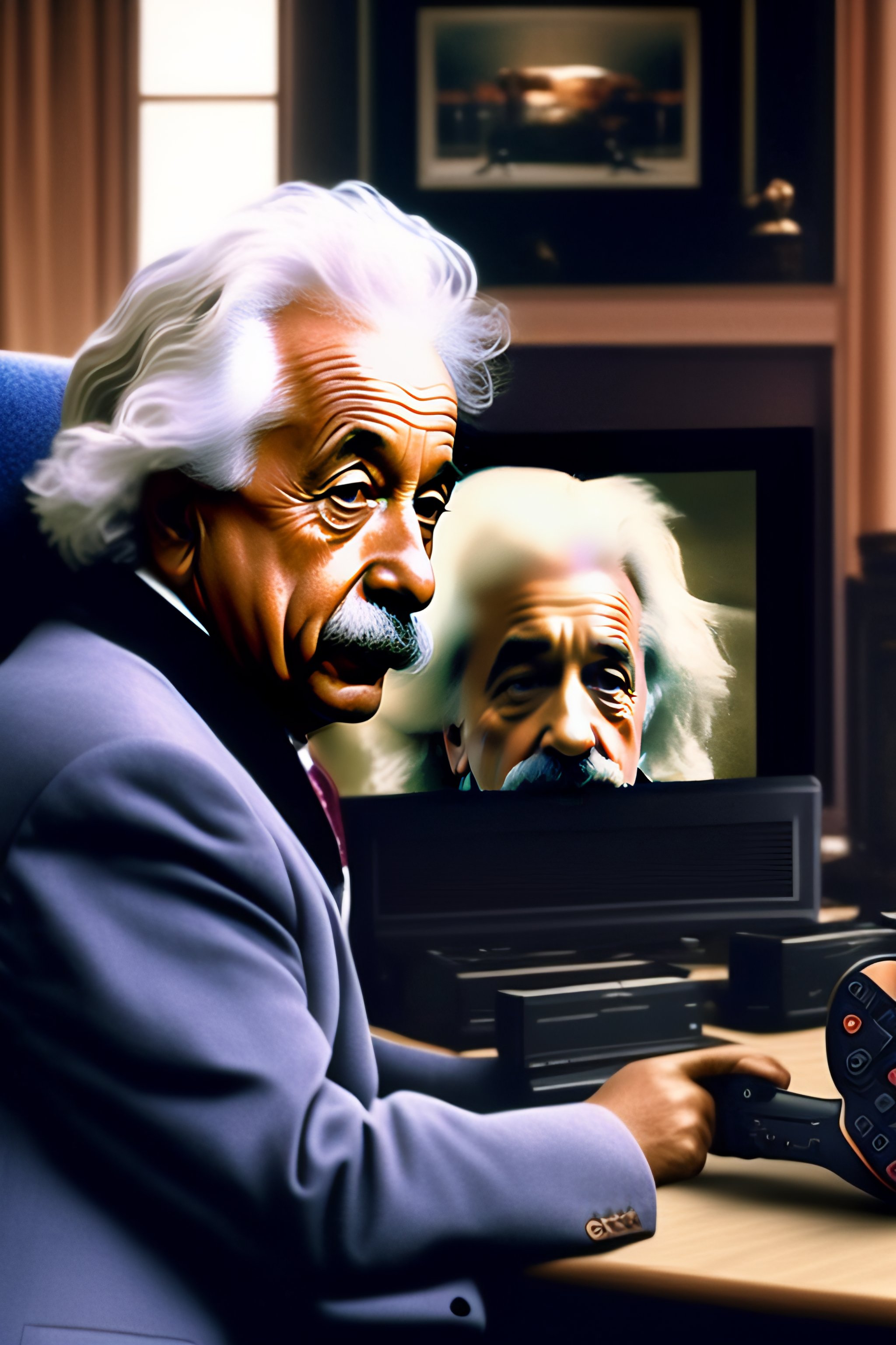 Lexica - Albert Einstein playing playstation