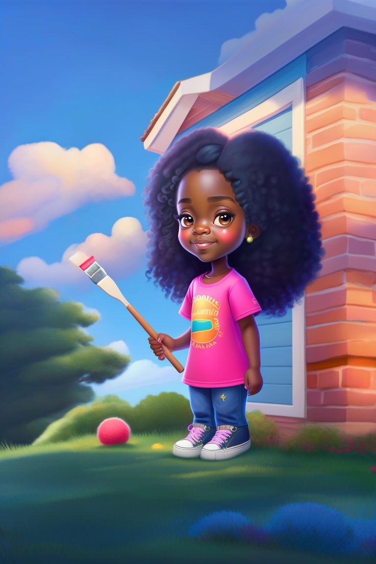 Lexica - Karyn is a little black girl with curly hair, Karyn has long ...