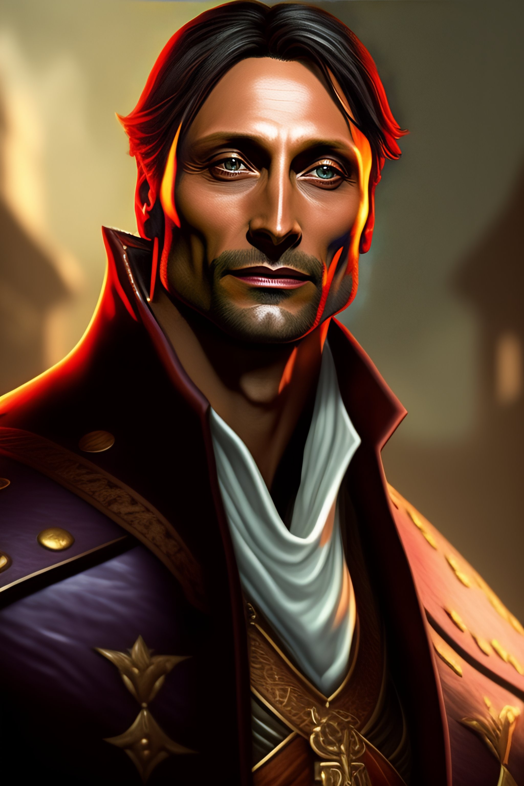 Lexica - Mads Mikkelsen as a Human Fighter in the style of a Baldurs ...