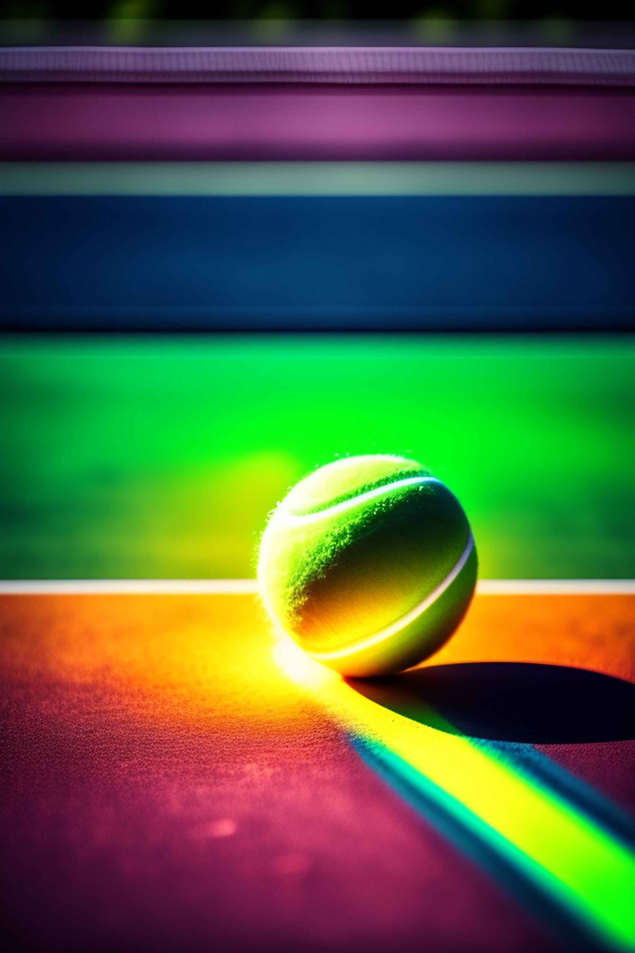 Lexica - TENNIS BALL IN TENNIS COURT WITH NEON LINES