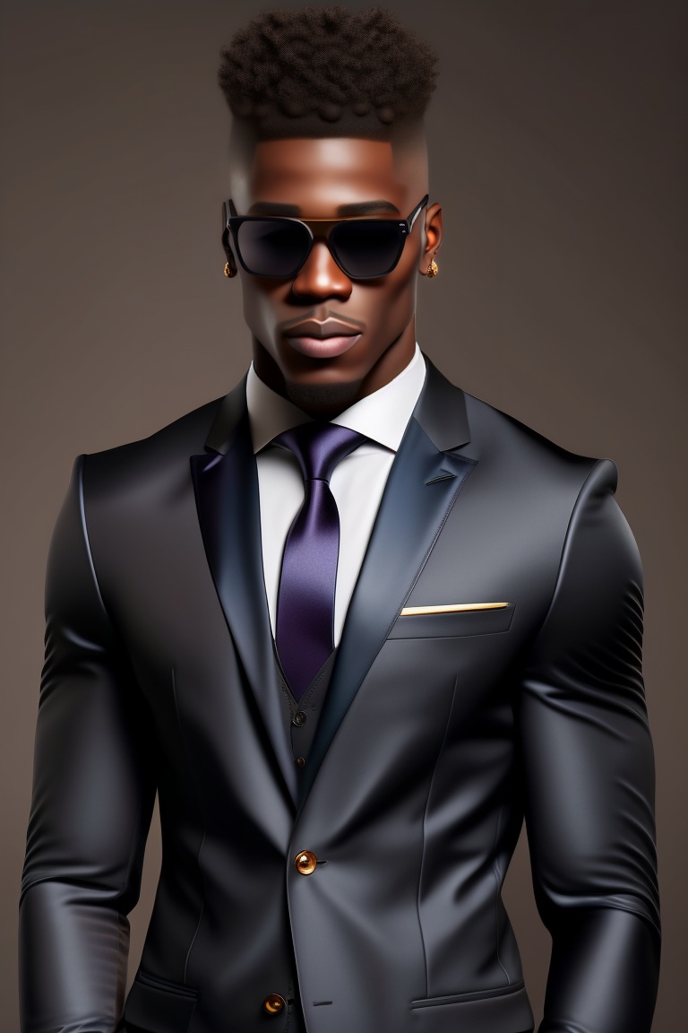 Lexica - Black man wear black suit and sunglasses , realistic , 8k