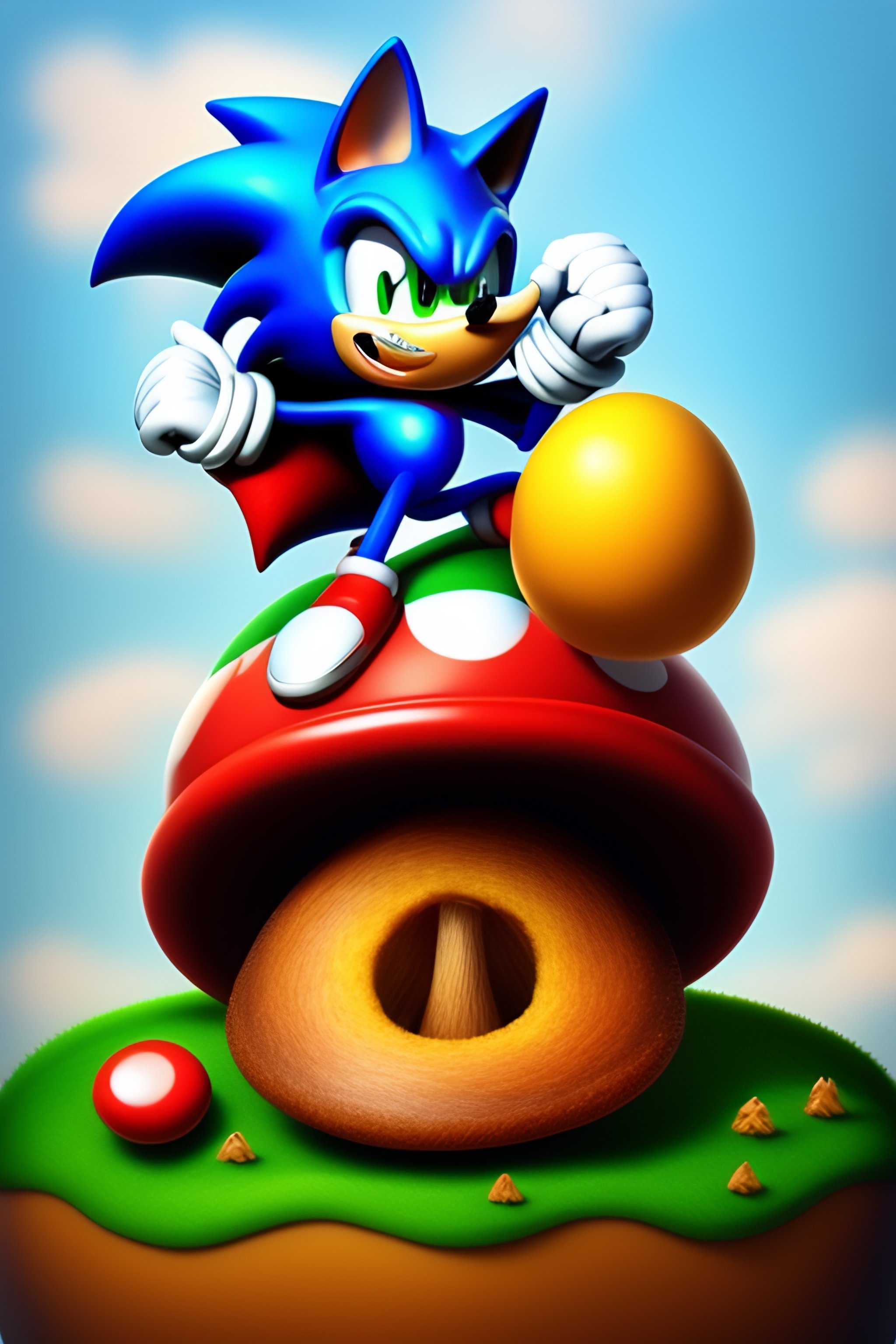 Lexica - Make me a drawing of sonic eating a mushroom with super mario ...