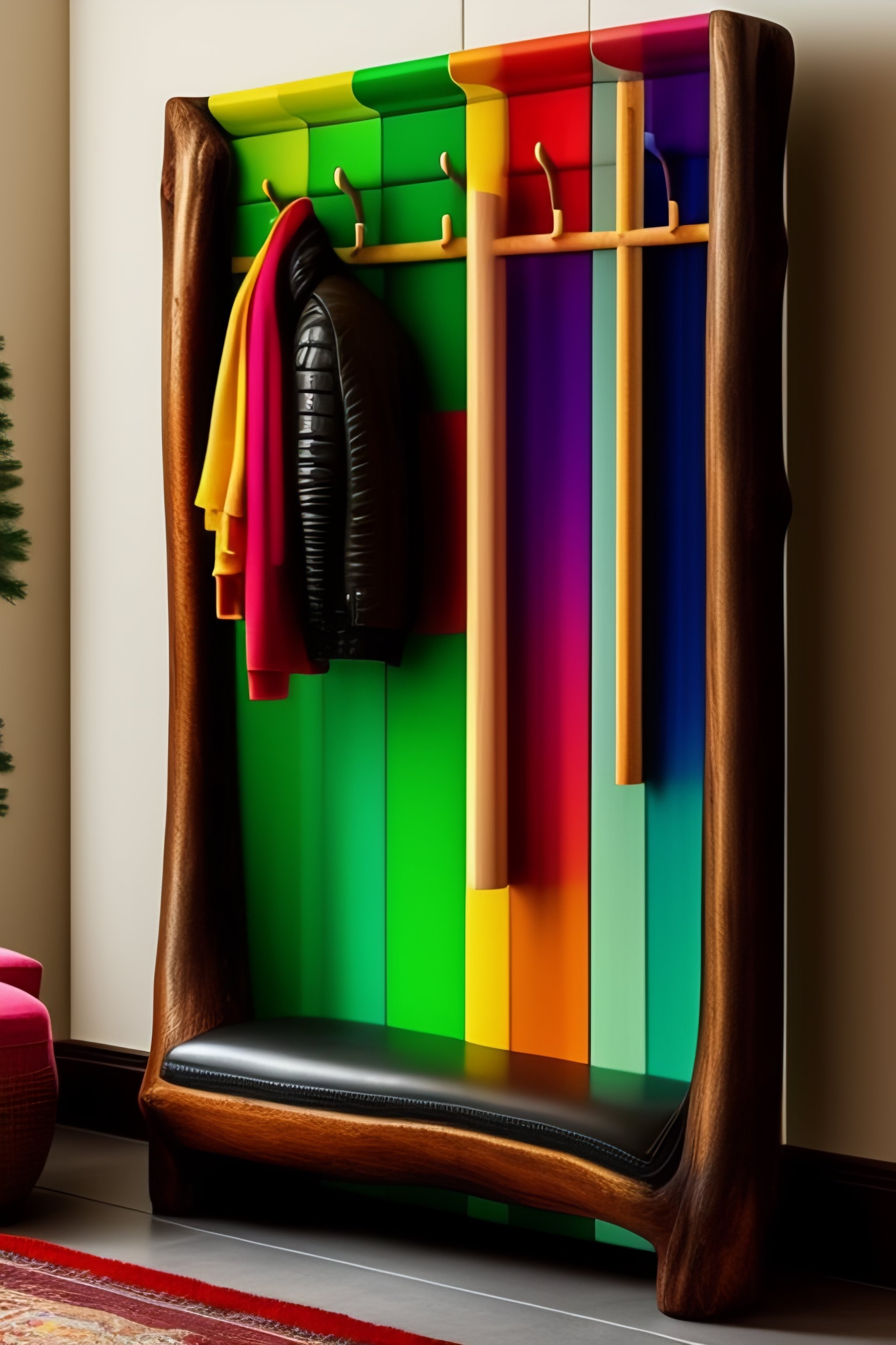 Lexica - An artistic and colorful coat rack made from a Christmas tree ...