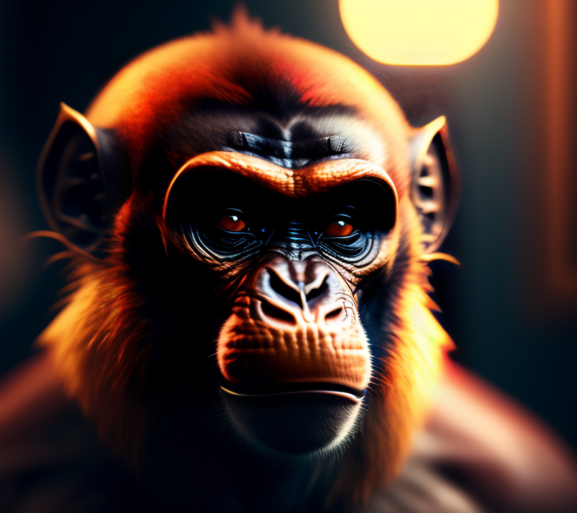 Lexica - Front view portrait, Monkey wearing a surgical mask, cinematic ...