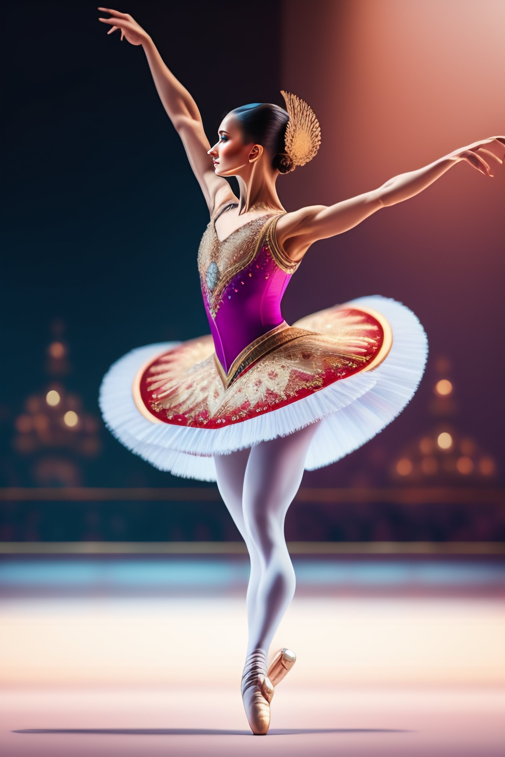 Lexica - Russian ballet dancer woman alone on a big stage, lot of ...