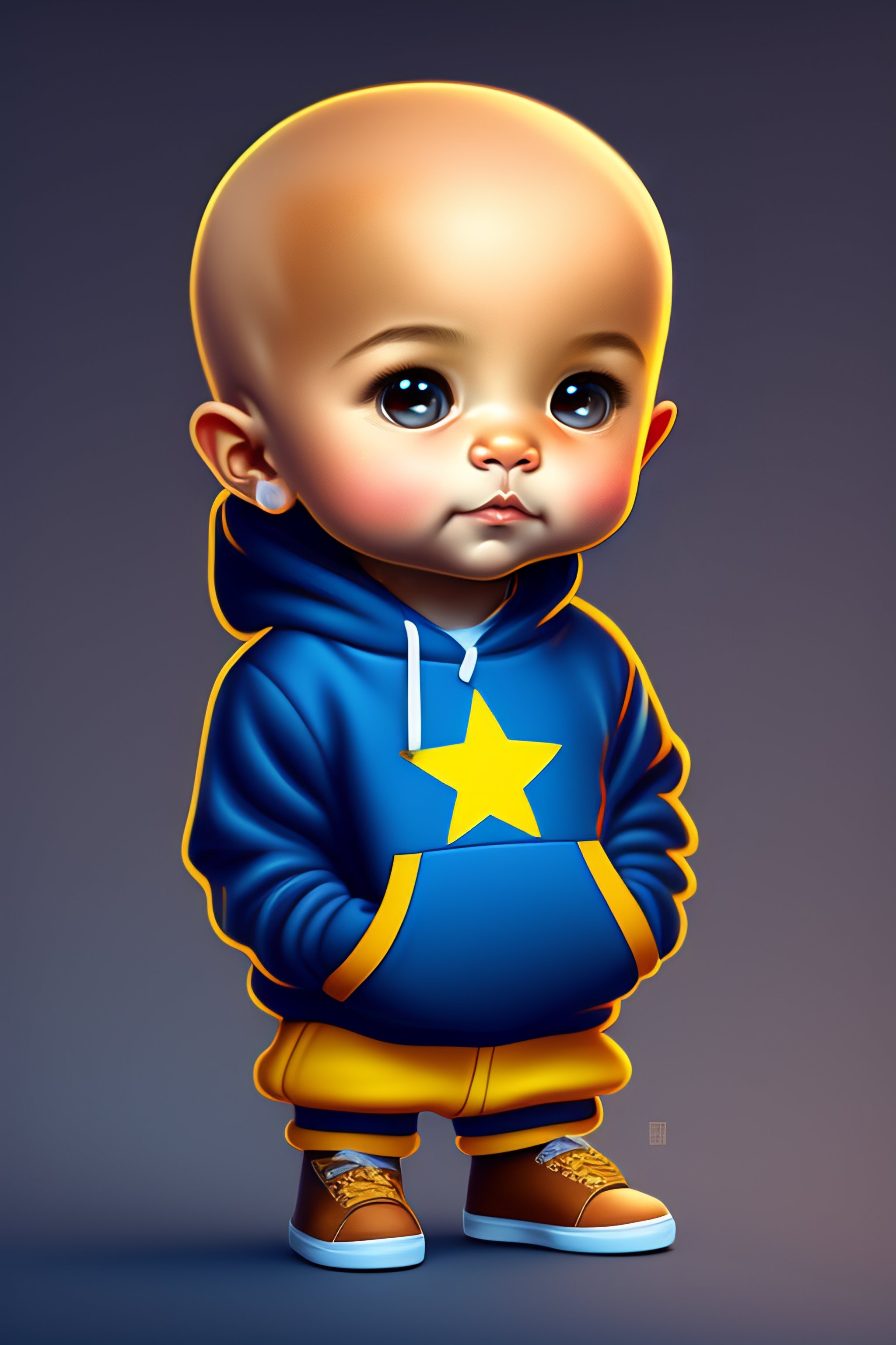 Lexica - Cute adorable cartoon tan bald male baby with brown eyes ...