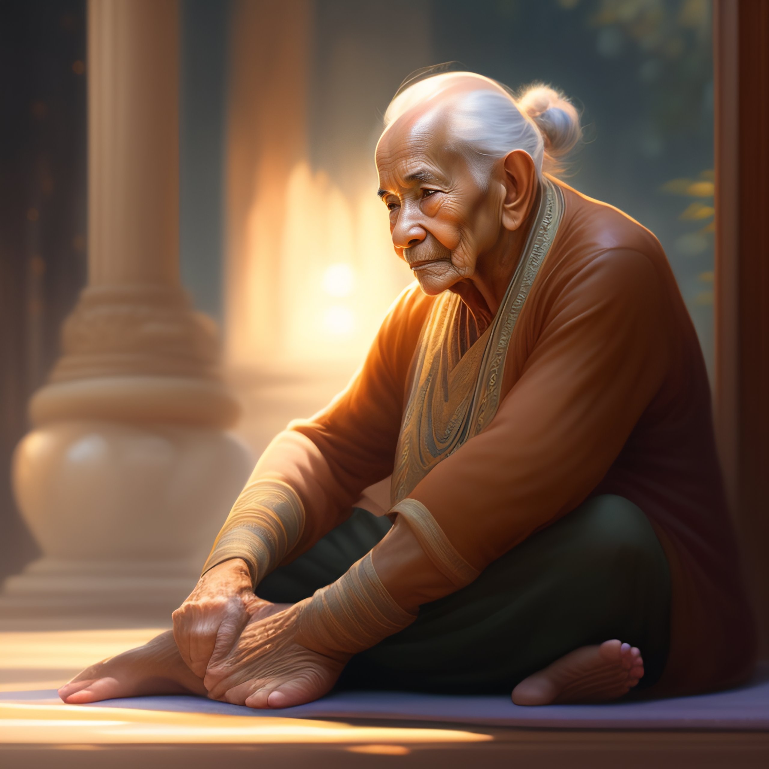 Lexica - Portrait of full body old yogi, sitting meditation, wrinkly ...