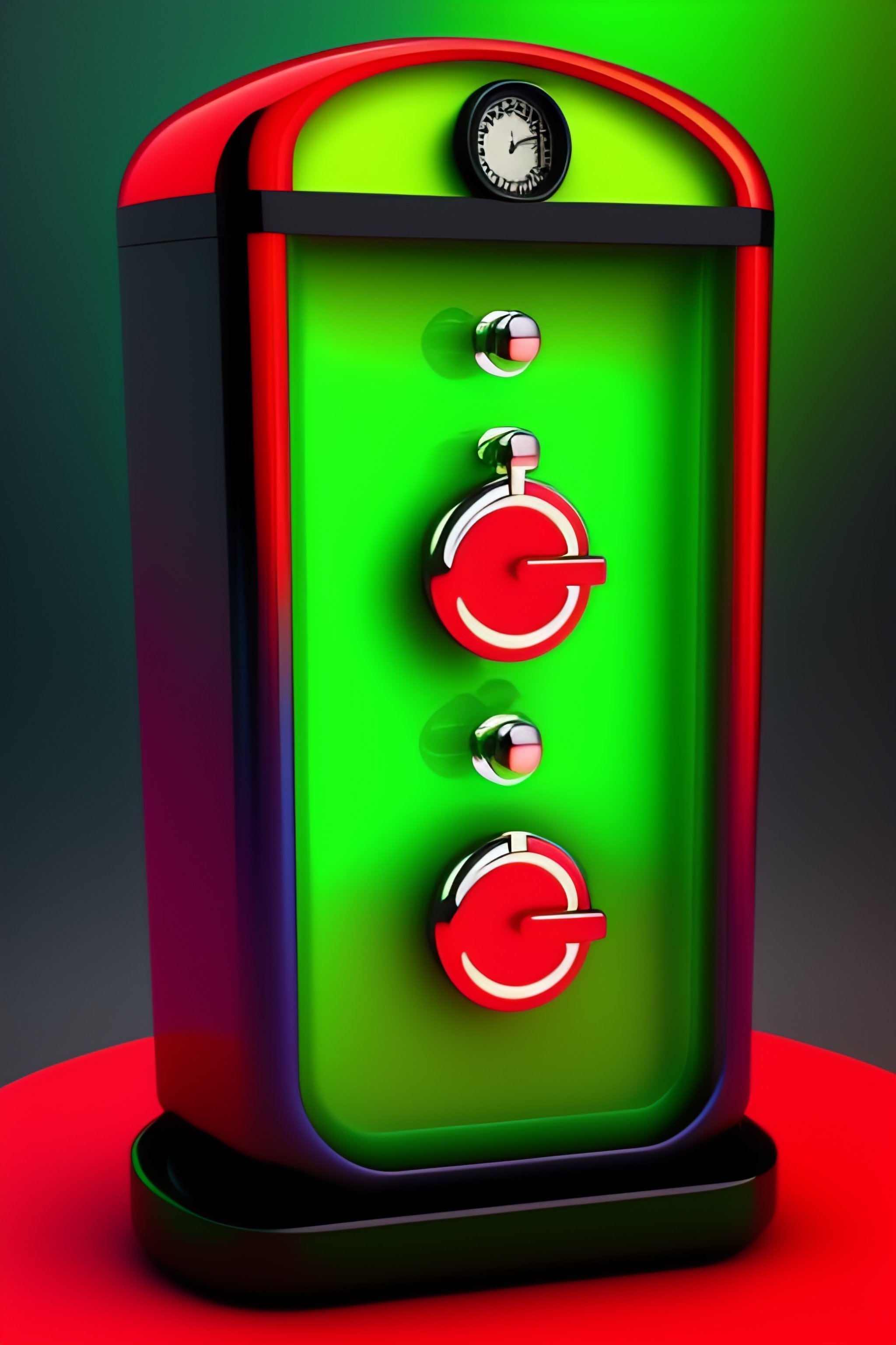 Lexica - Time machine with 2 buttons, yes and no of green and red color ...