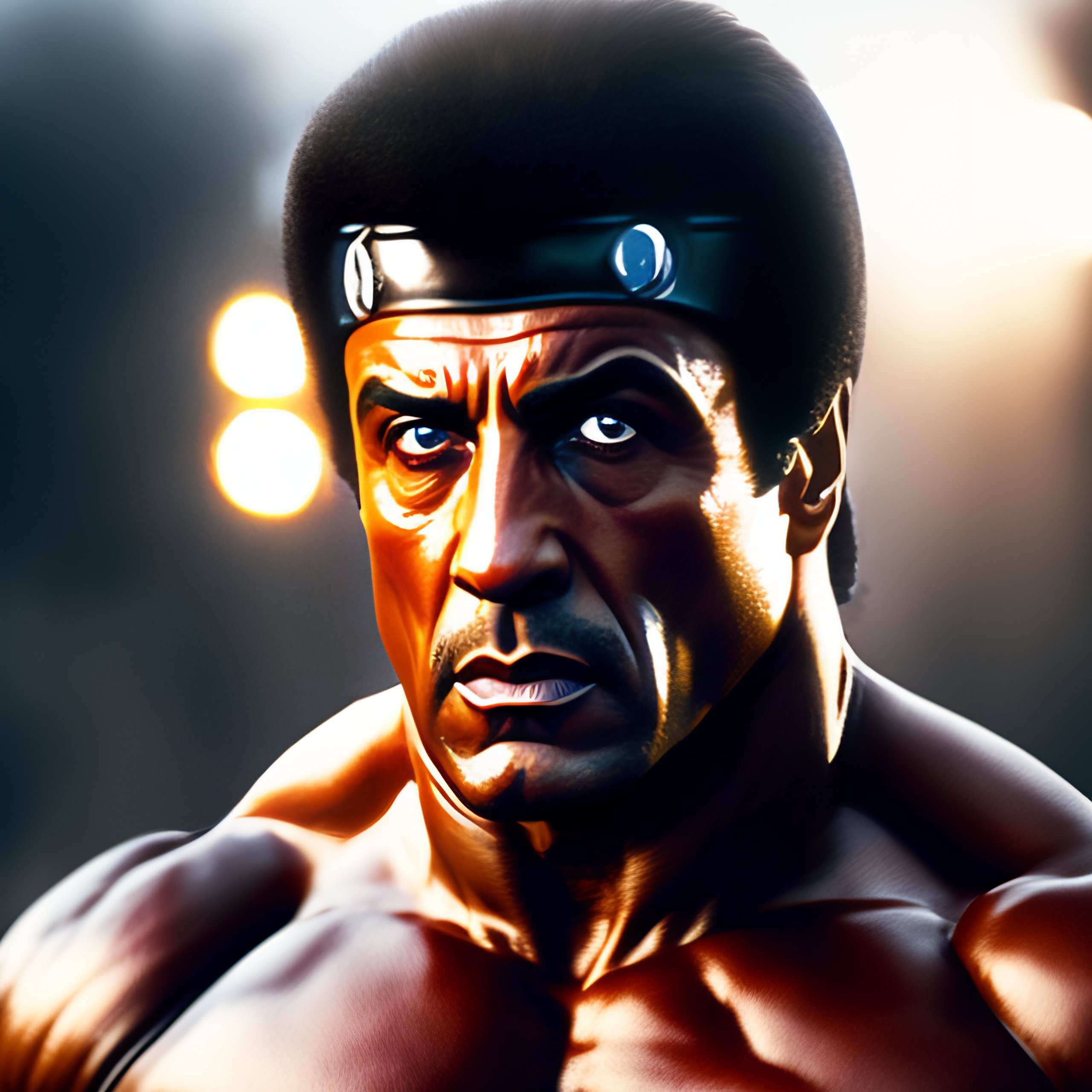 Lexica - Old sylvester stallone as rocky, white balding hair, wrinkles ...