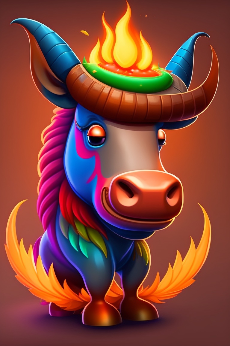 Lexica - A fire bull, cartoon style