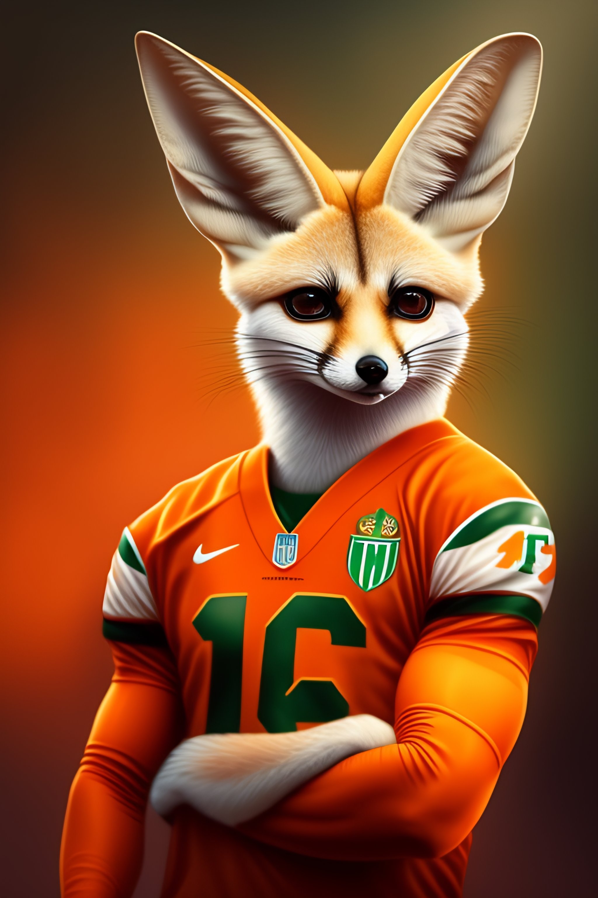 Lexica - Fennec fox , orange , football player , as human , wear ...