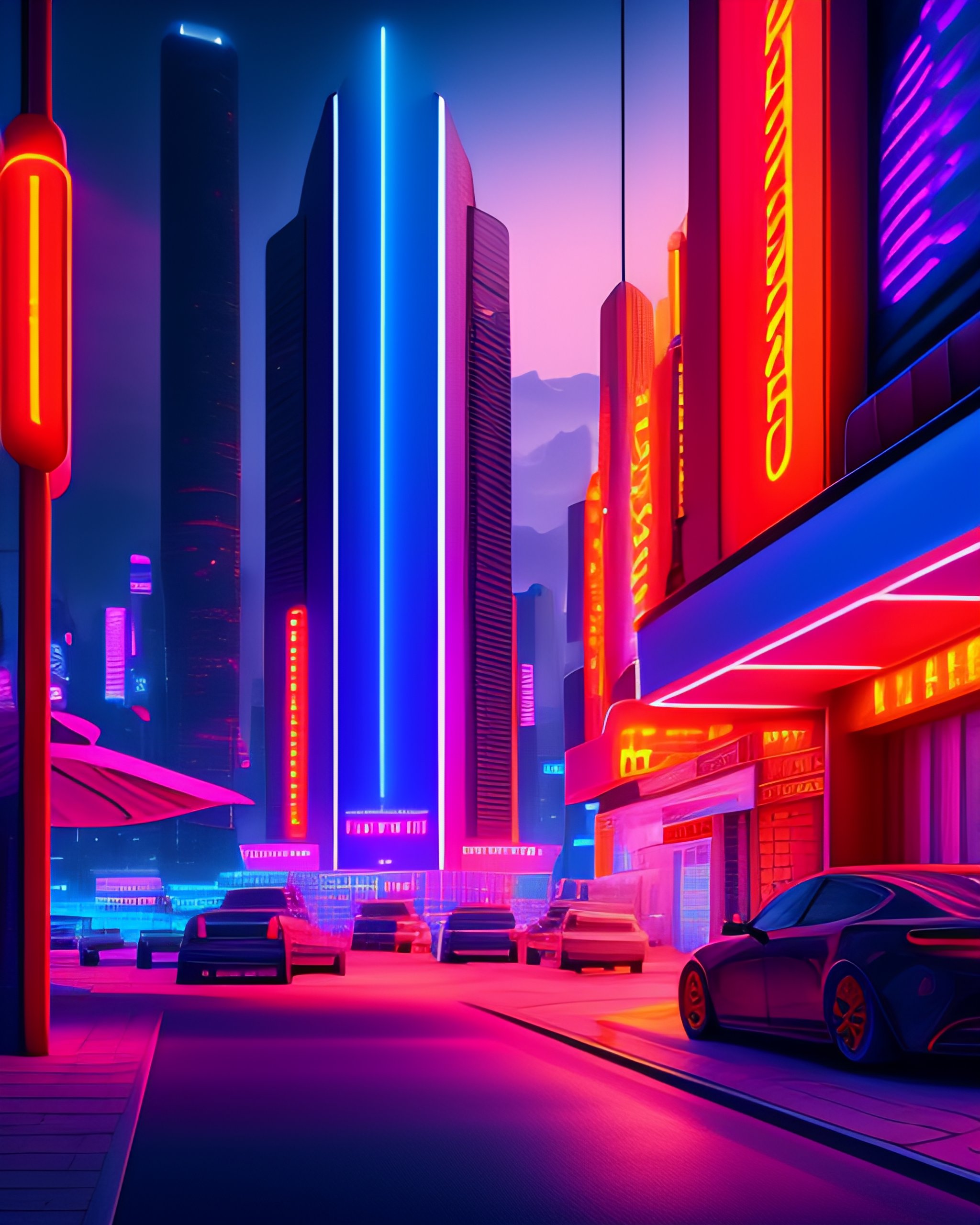 Lexica - Illustration of a crypto city in the metaverse street view ...