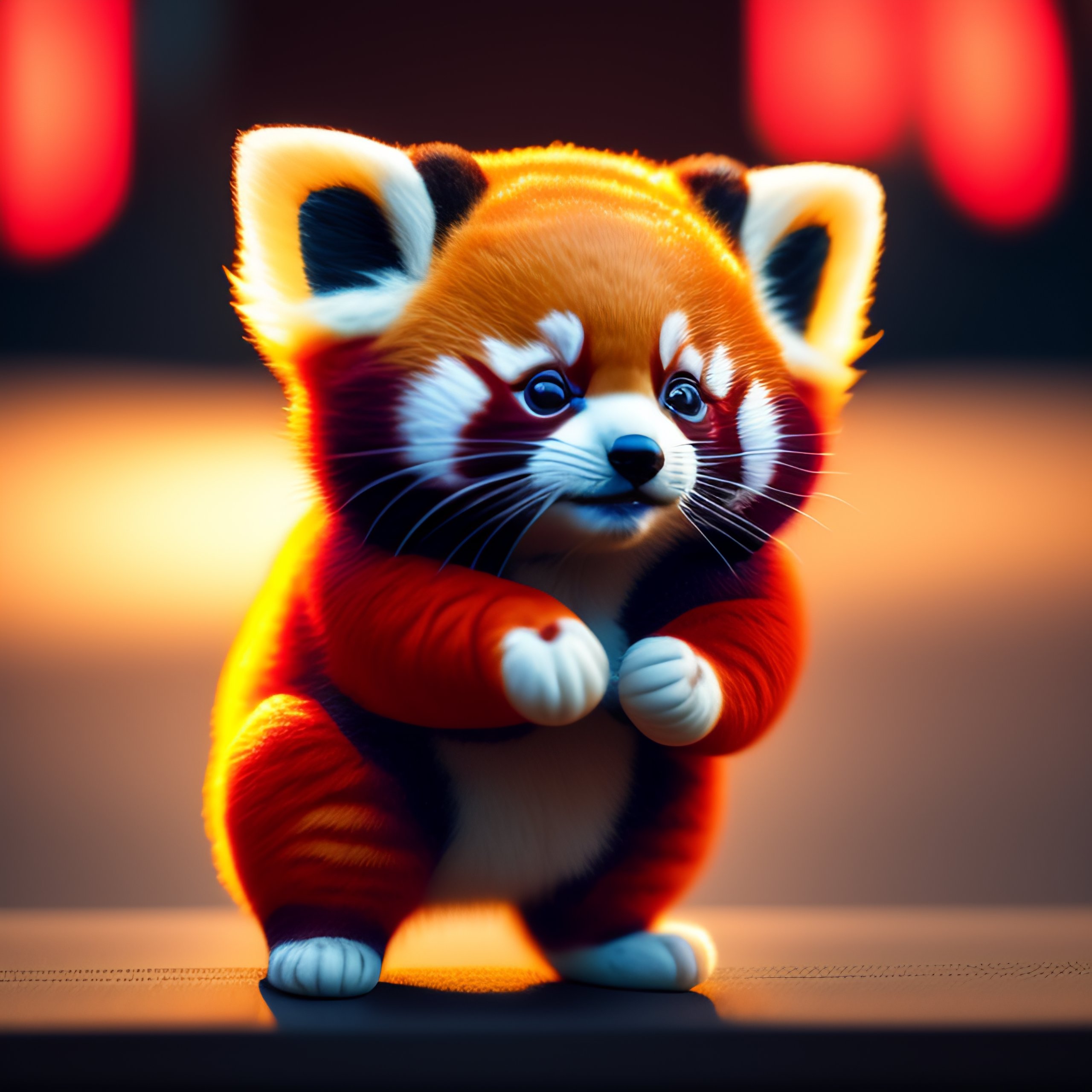 Lexica - Cute small humanoid cat red panda, , wearing a military cap ...