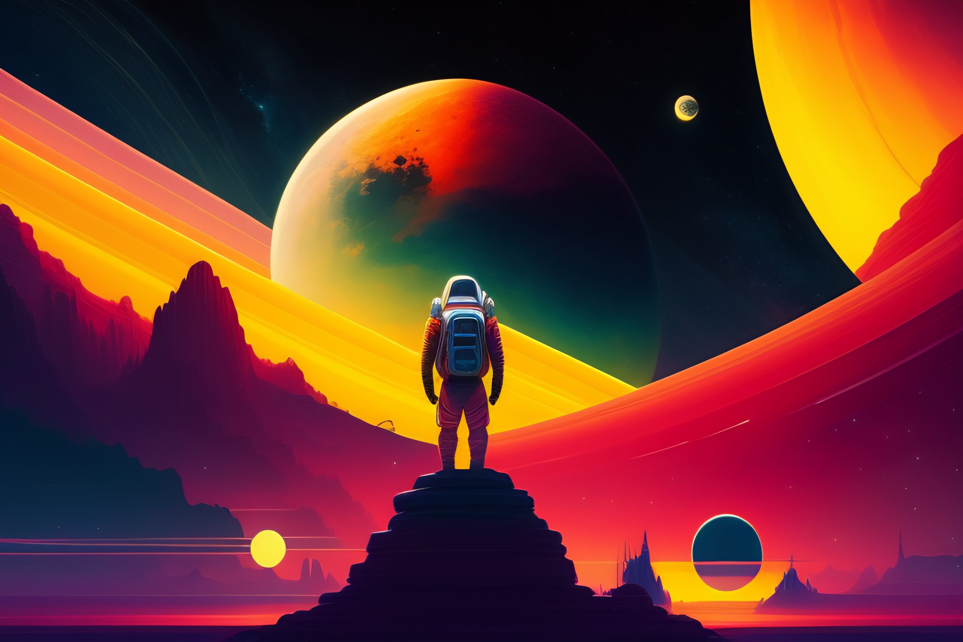 Lexica - Portrait a Lost astronaut in Jupiter, epic scene,displaying in ...