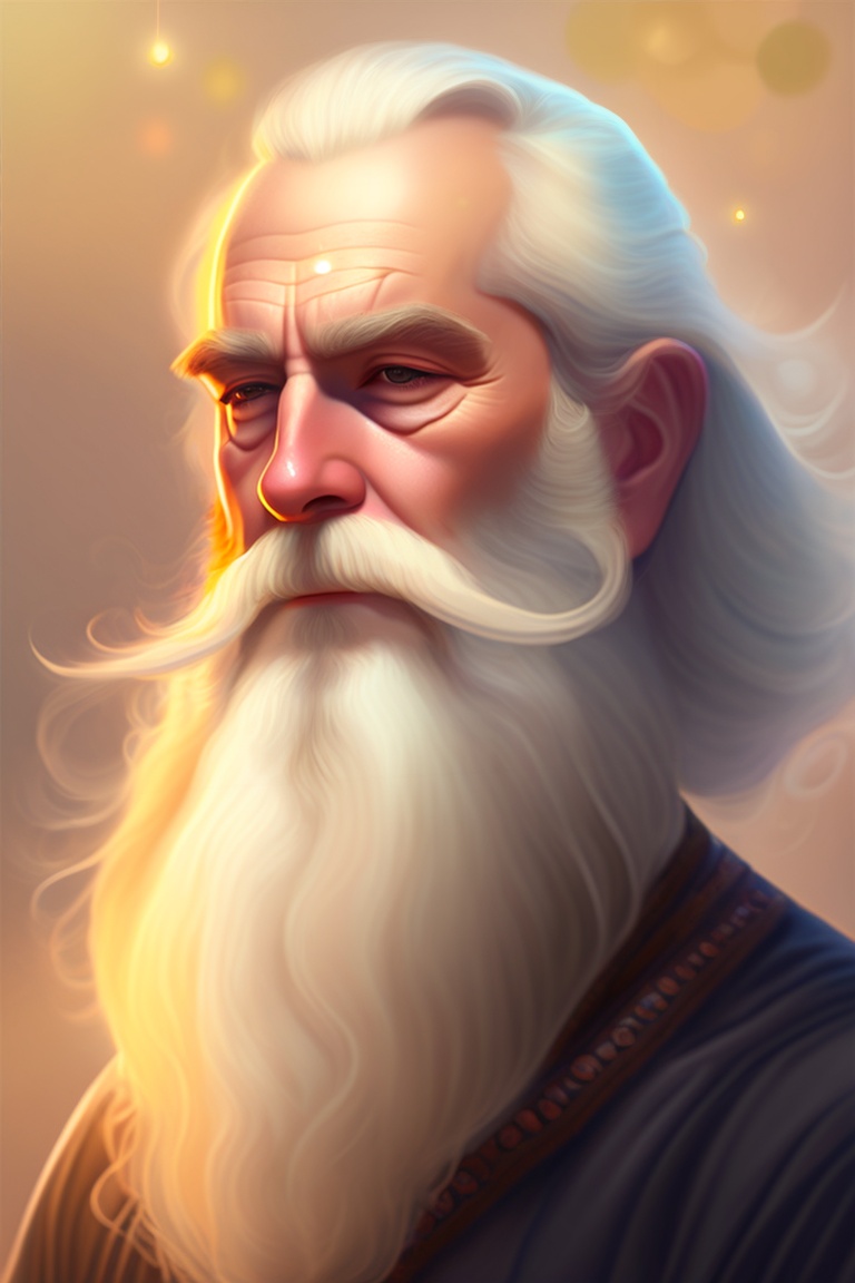 Lexica - Yogi, white beard, ethereal glow, sacred